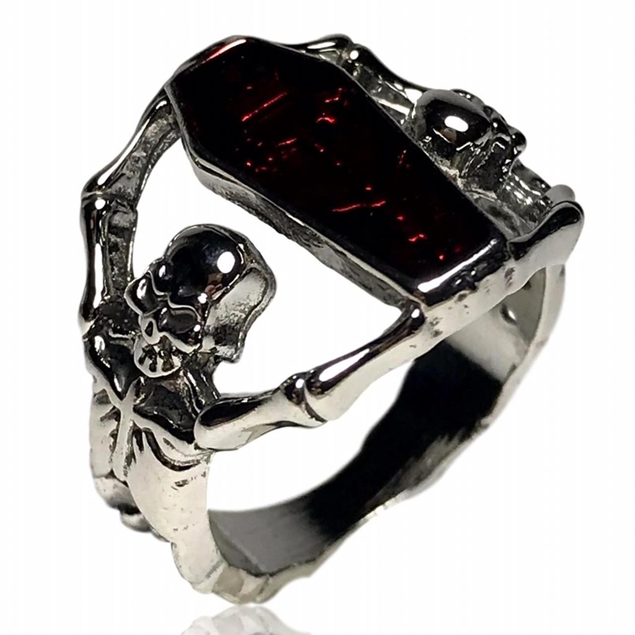 Gothic Vampire Skeleton Coffin Skull Ring Available... - Depop