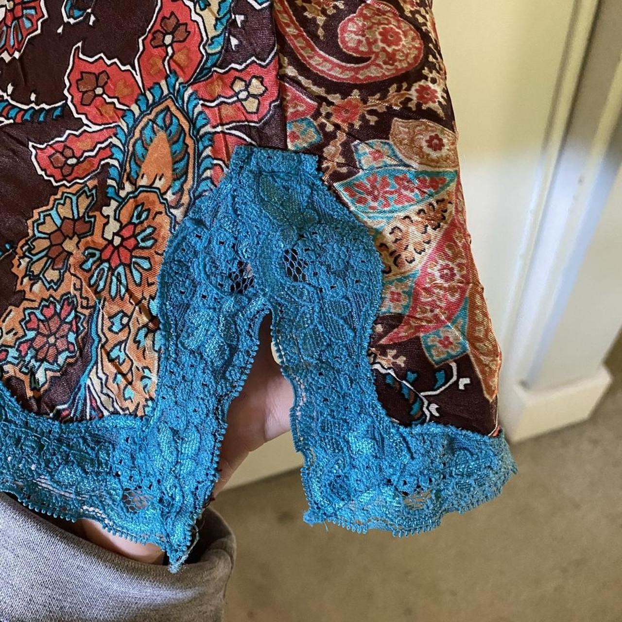 Blue Lace Floral Tank Top 🪻 Paisley Surplice Depop