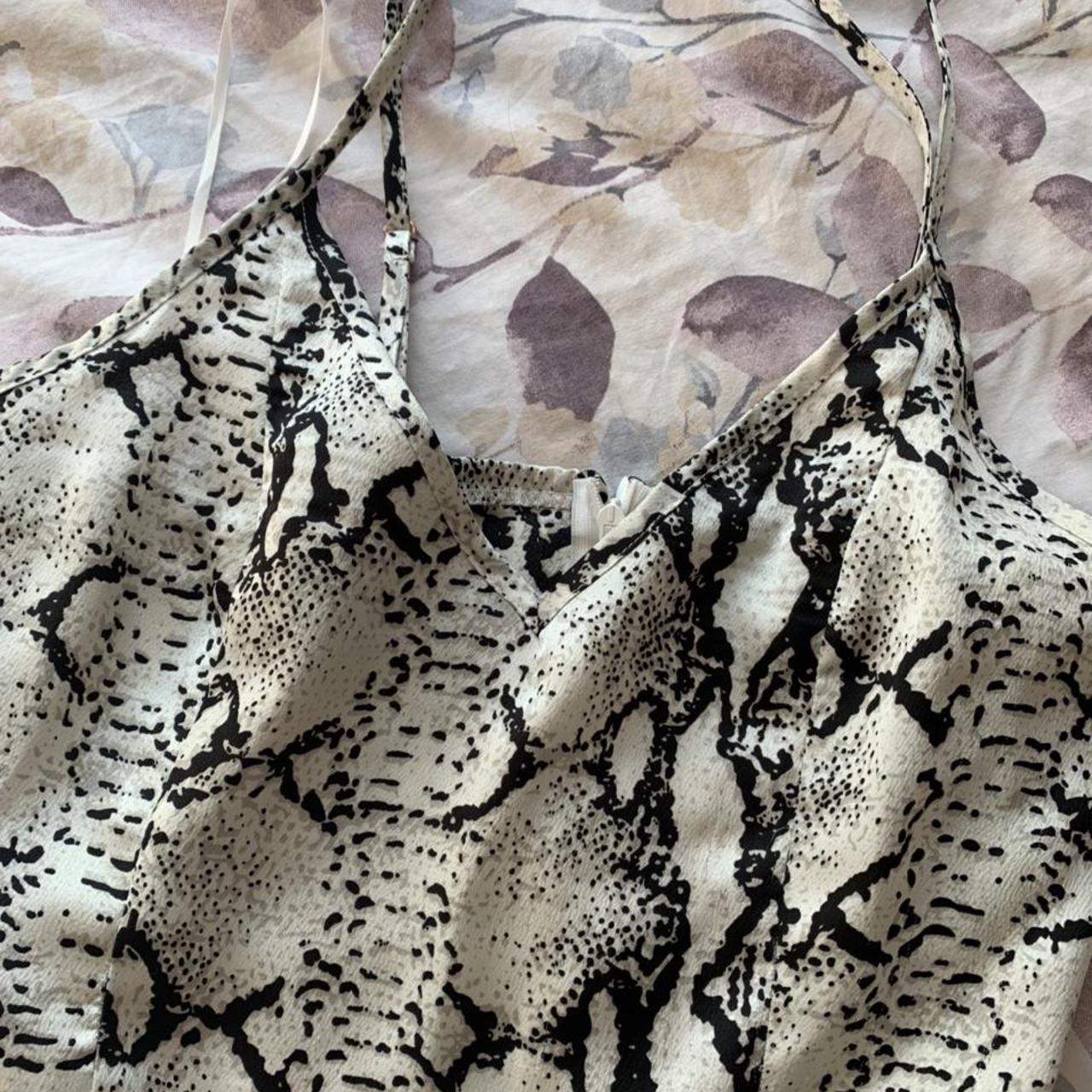 Snake print slip midi dress with split. Super... - Depop