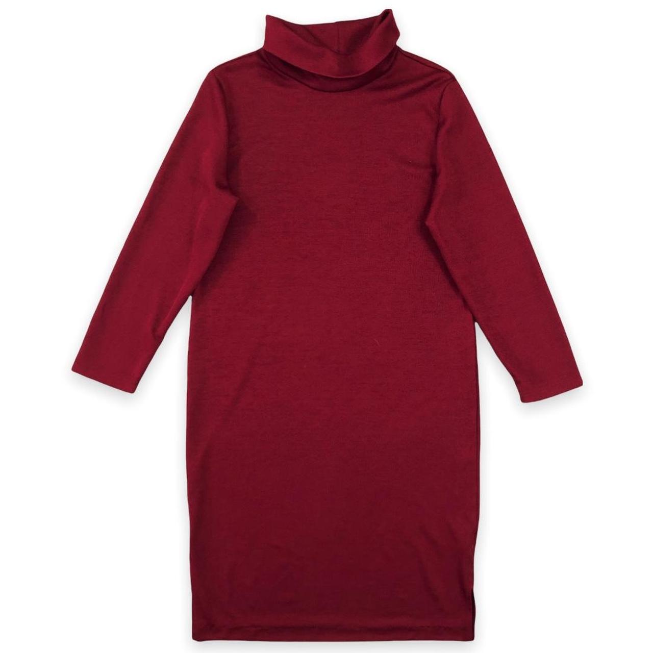 Vintage 1990s Dark Red Knit Long Sleeve Turtleneck... - Depop