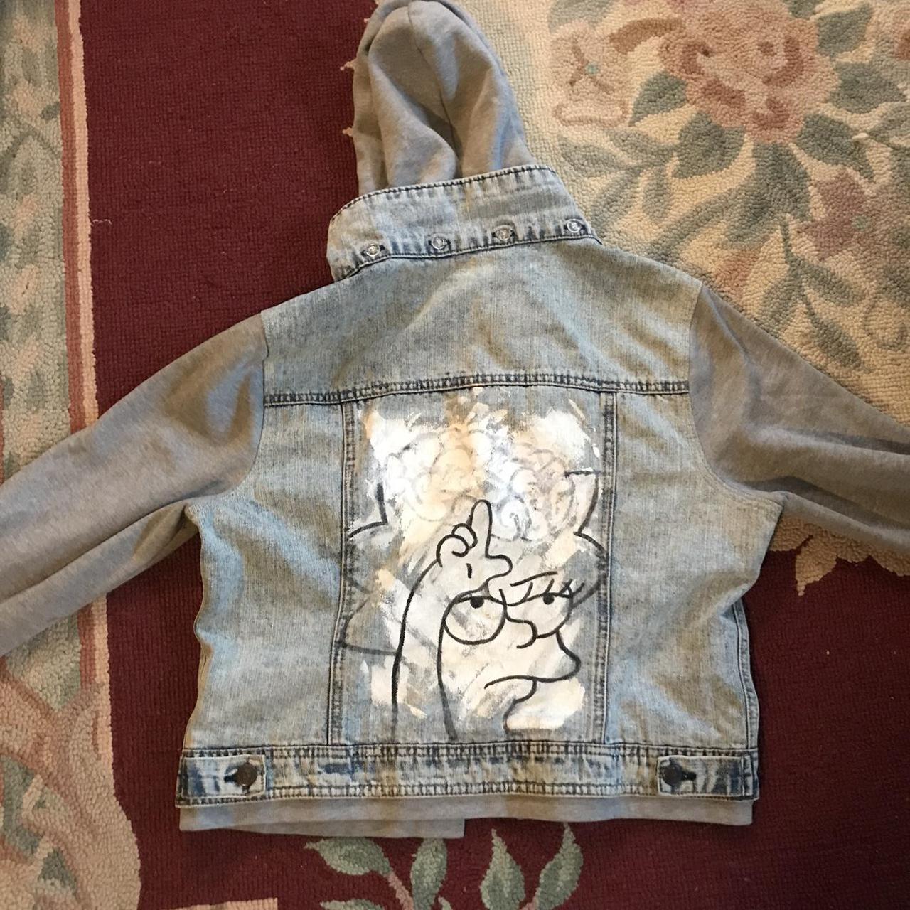 Hand painted Lisa Simpson jean jacket/hoodie Super... - Depop