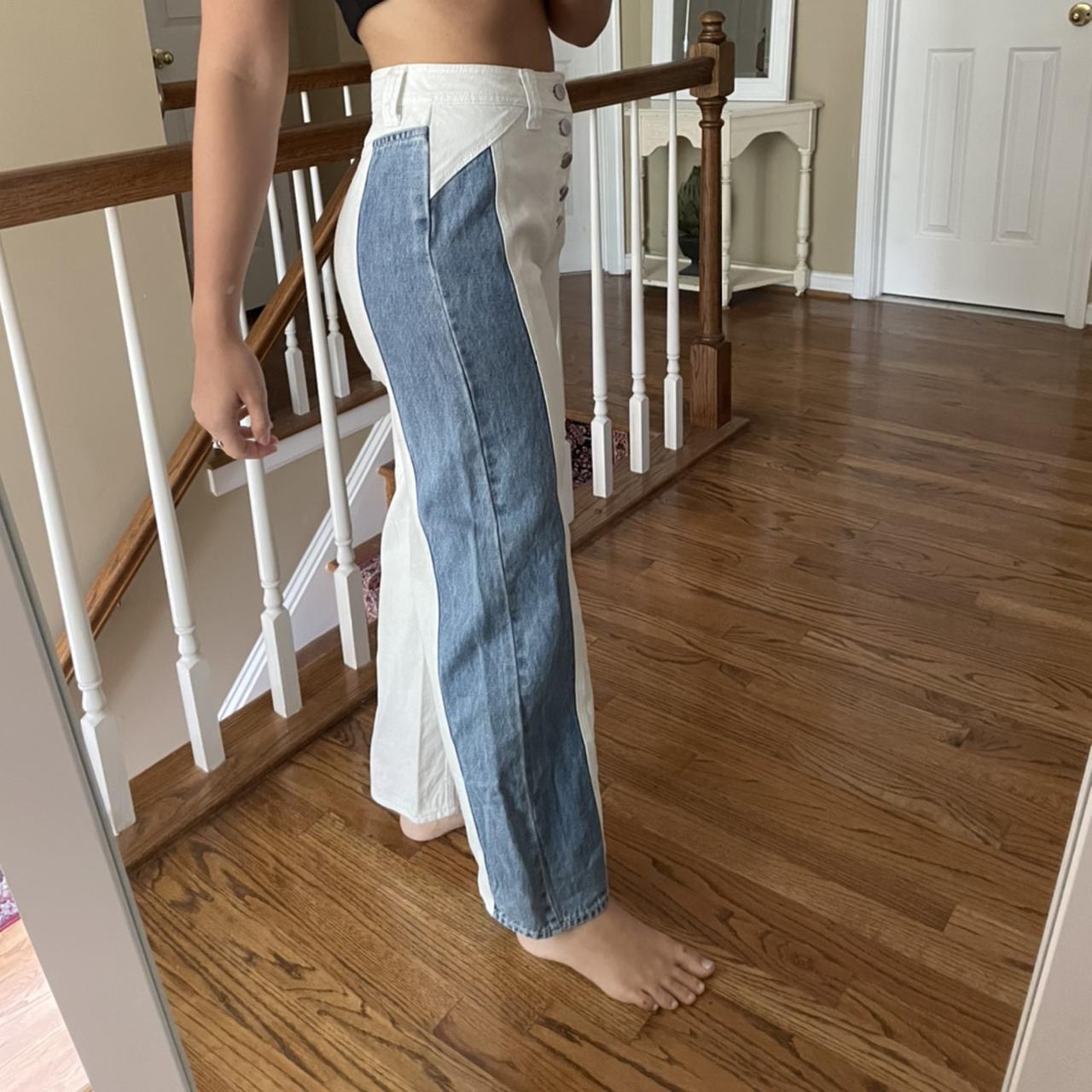 BDG two toned wide leg chaps jeans. Never worn. Size 26 | Depop