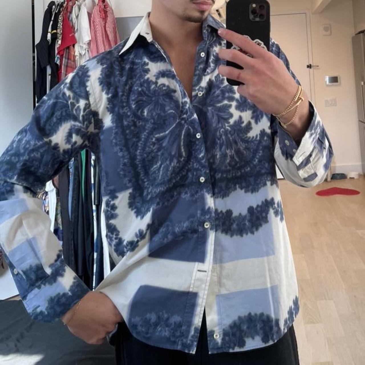 ETRO Blue Pattern Shirt Size: large Size ref: 6ft... - Depop