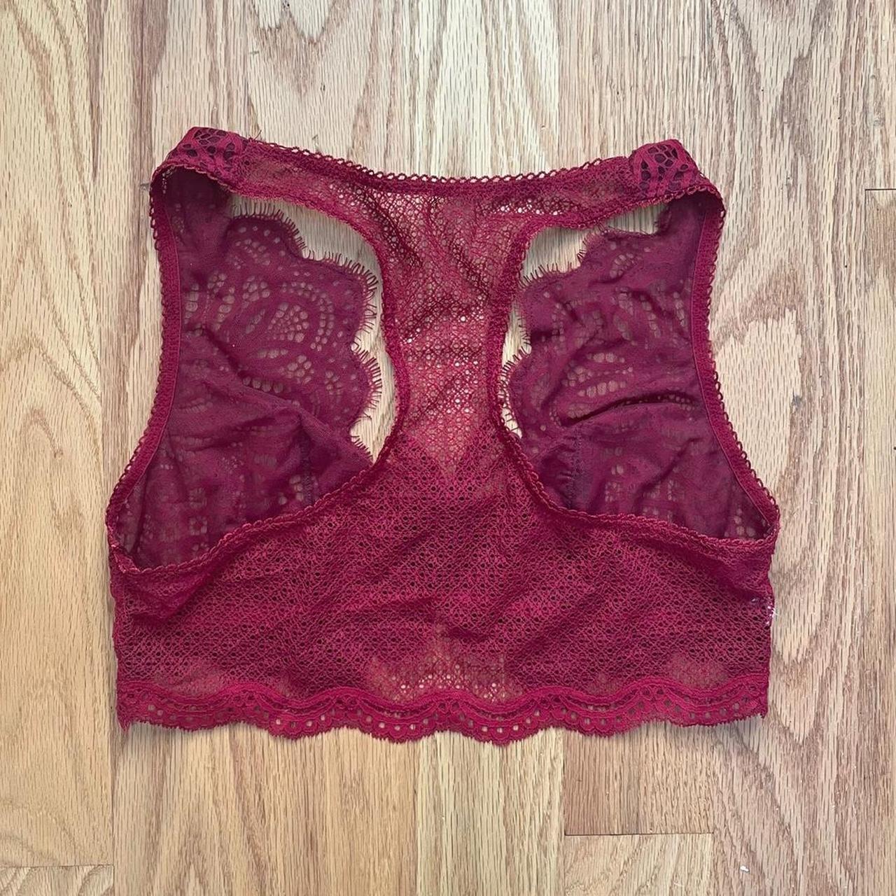 Burgundy mesh lace bralette * burgundy bralette with... - Depop
