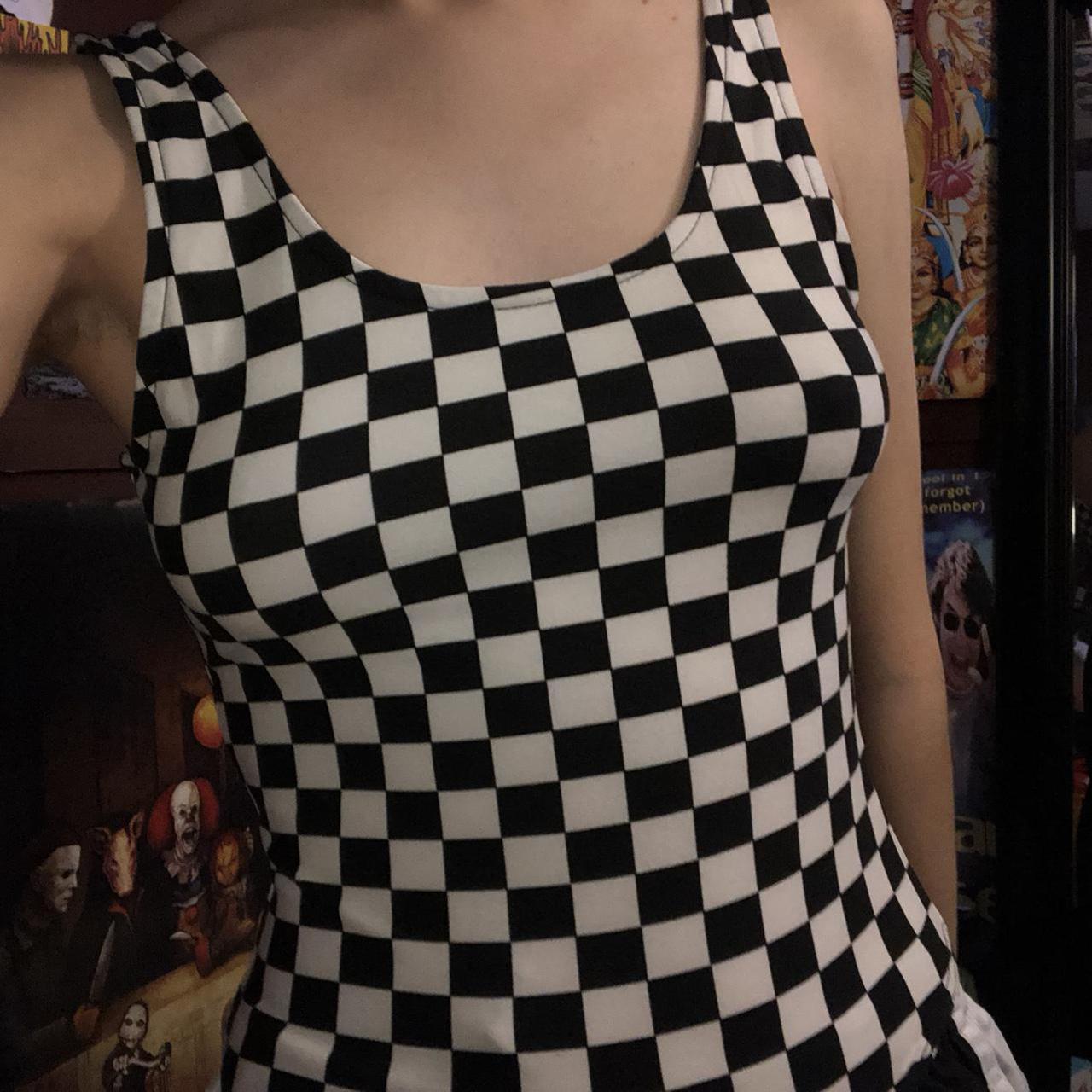 Checkerboard body suit! Soft n stretchy material Hi... - Depop