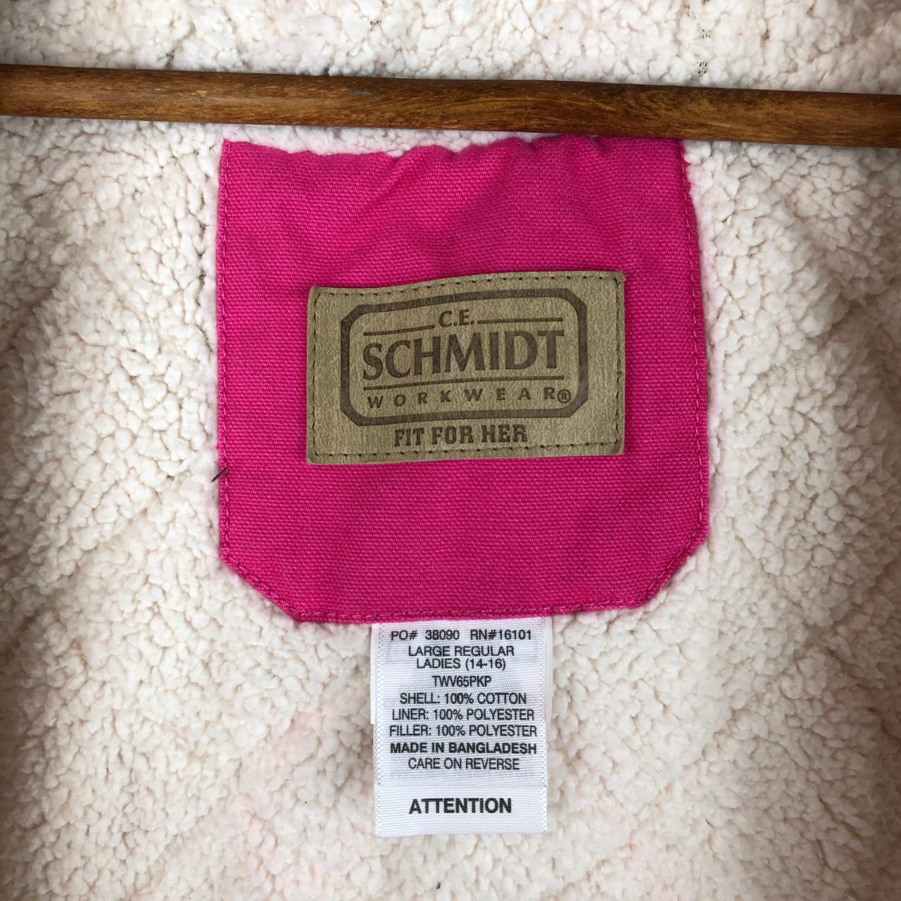 Schmidt Workwear white sherpa lined pink hooded vest... - Depop