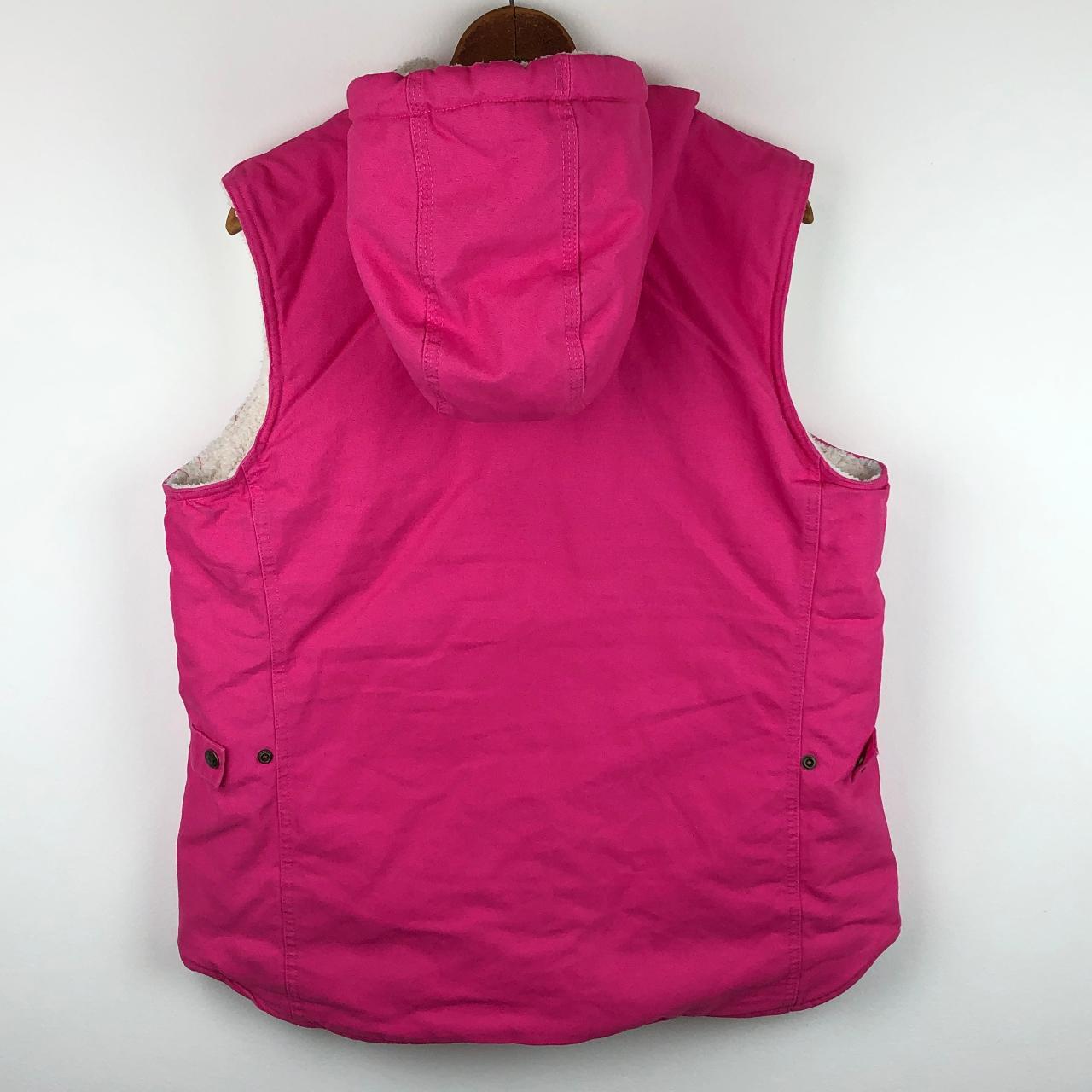 Schmidt Workwear white sherpa lined pink hooded vest... - Depop