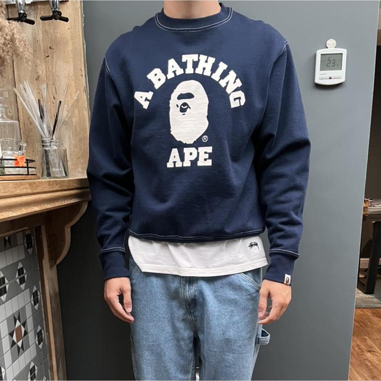 BAPE JUMPER 🔥 RARE WHITE STITCH SIZE SMALL FITS BIG... - Depop