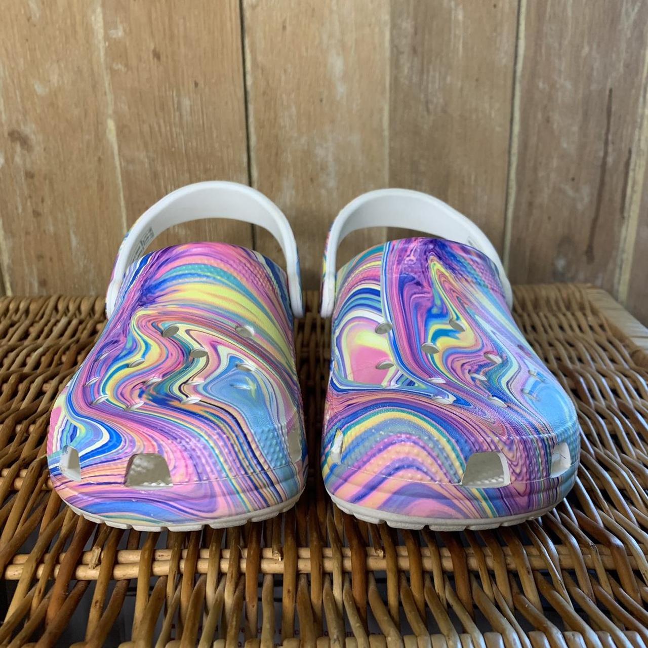 Crocs swirled colors tie dye size 7 Excellent... - Depop