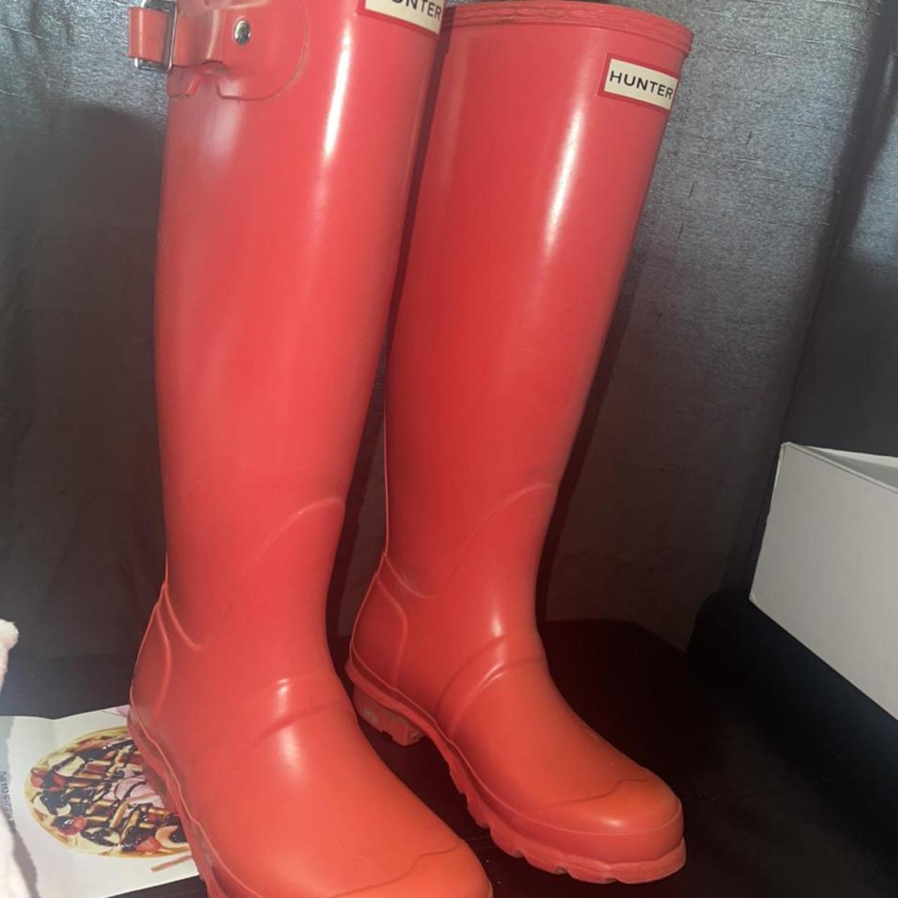 Hunter Women's Red and Black Footwear | Depop