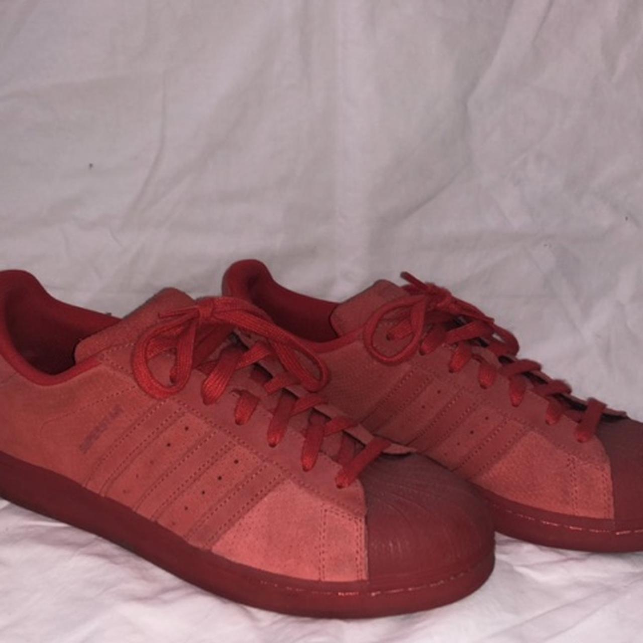 ** Rare ** Red suede Adidas superstar trainers /... - Depop