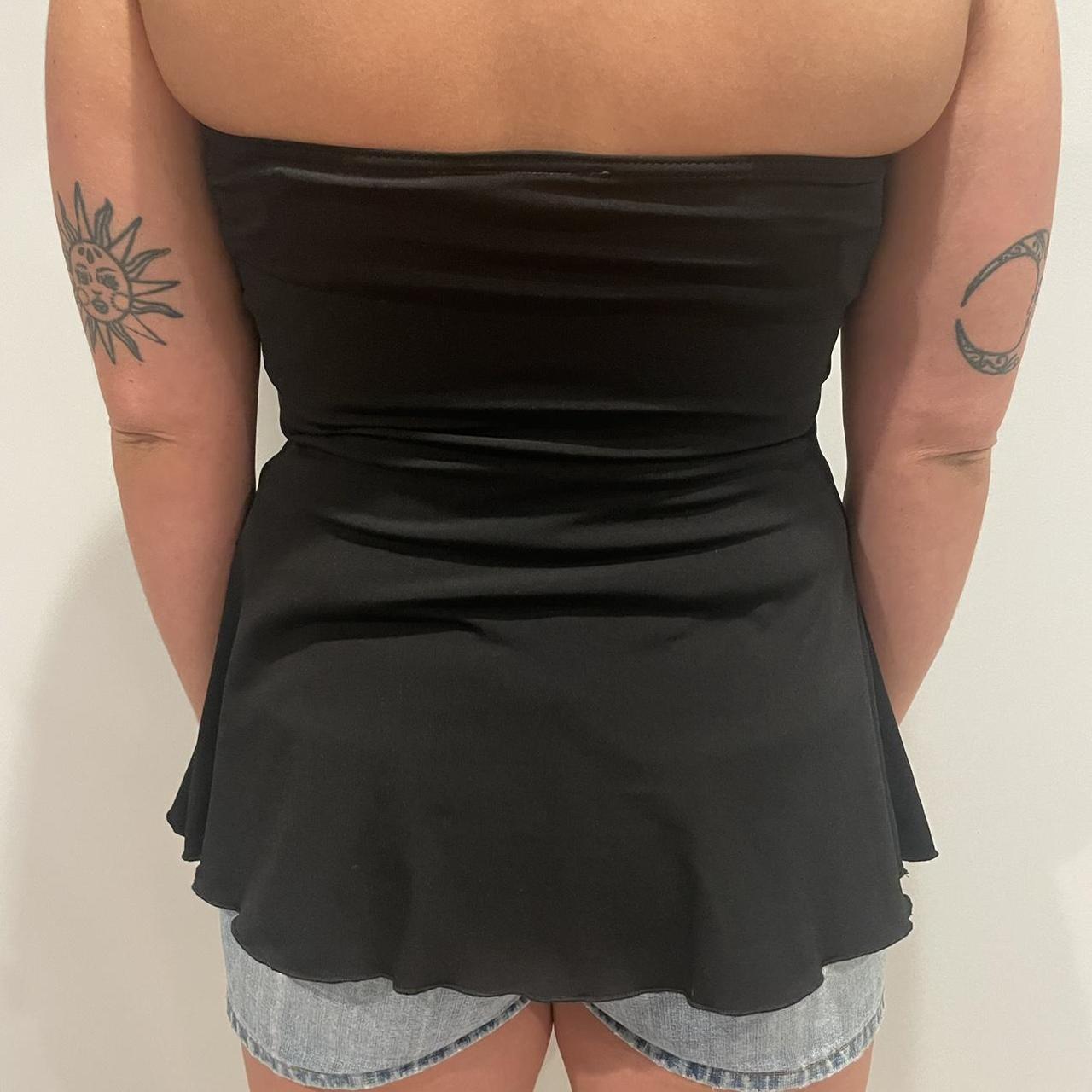 90s flowy black tube top. tagged size medium but... - Depop