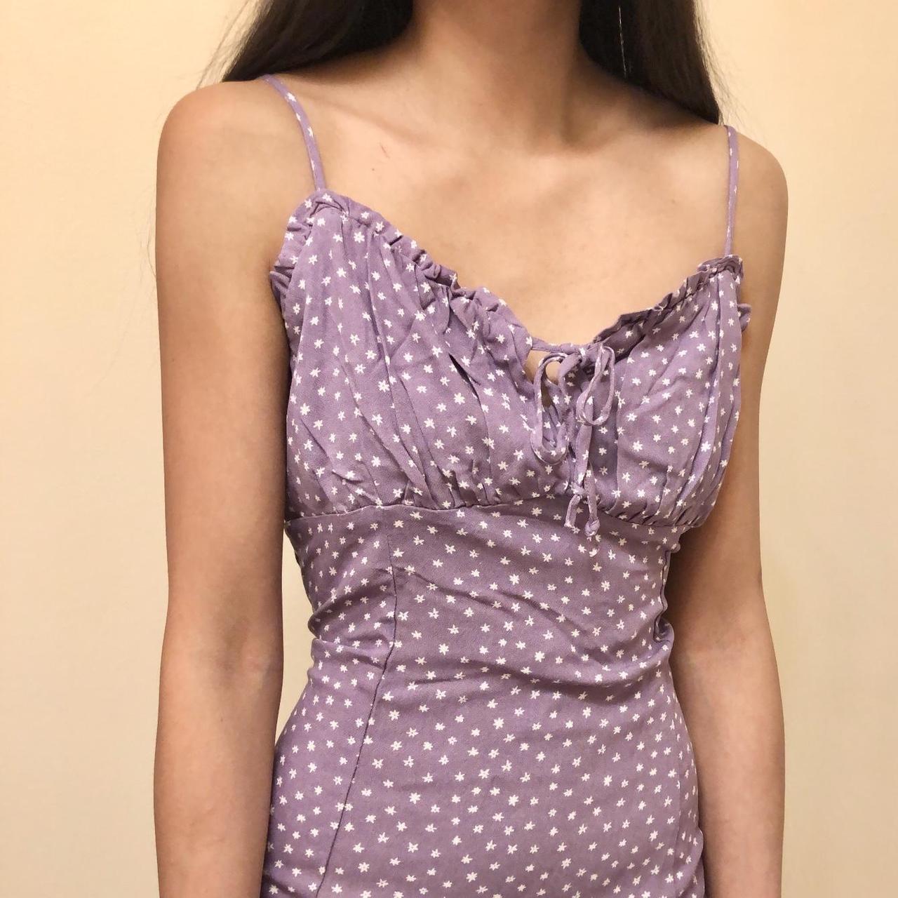 pacsun l.a. hearts purple floral ruffle hem shift... - Depop