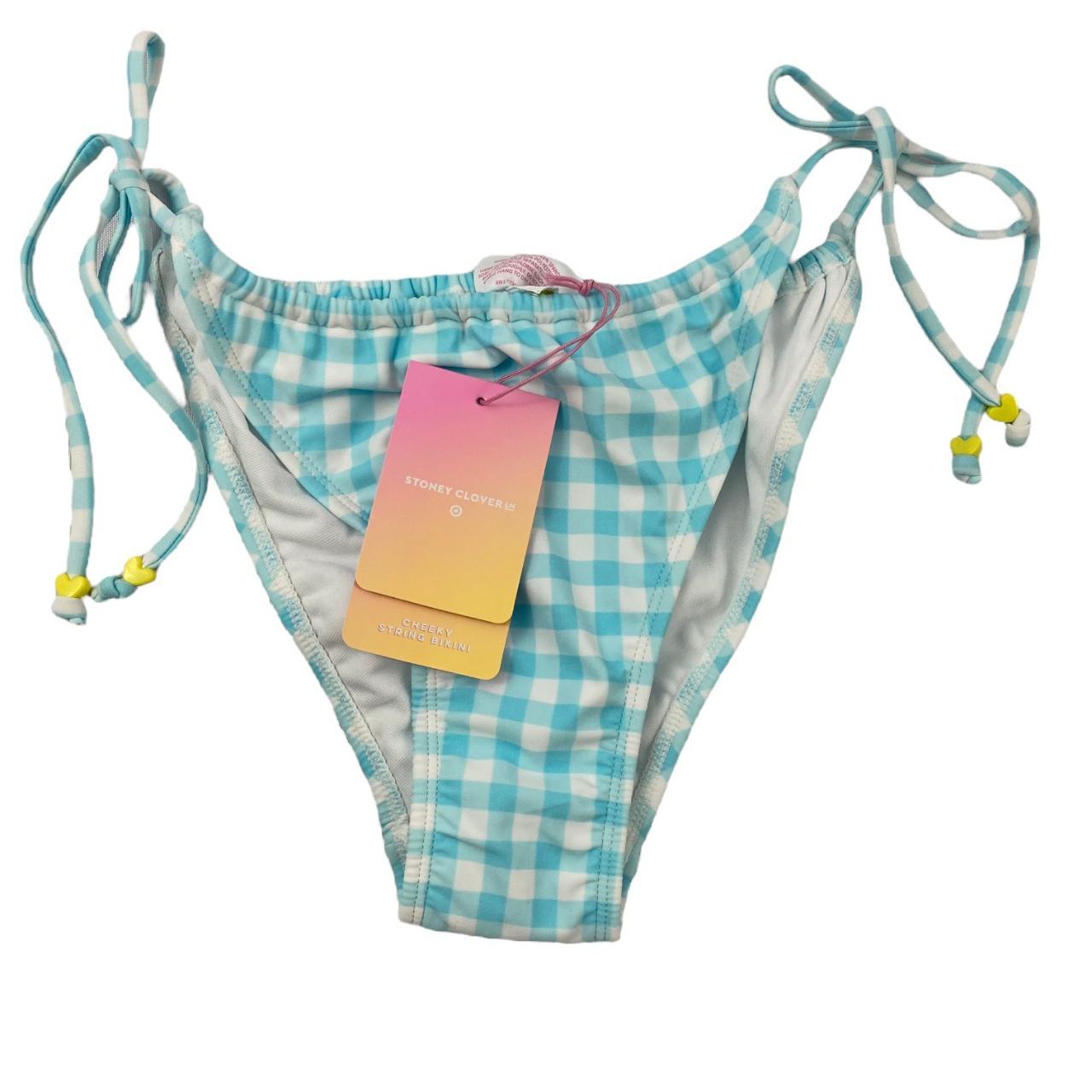 Stoney Clover Lane String Bikini Bottom Blue & White... - Depop