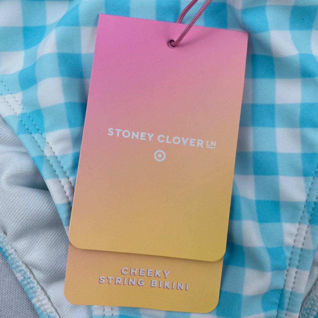 Stoney Clover Lane String Bikini Bottom Blue & White... - Depop