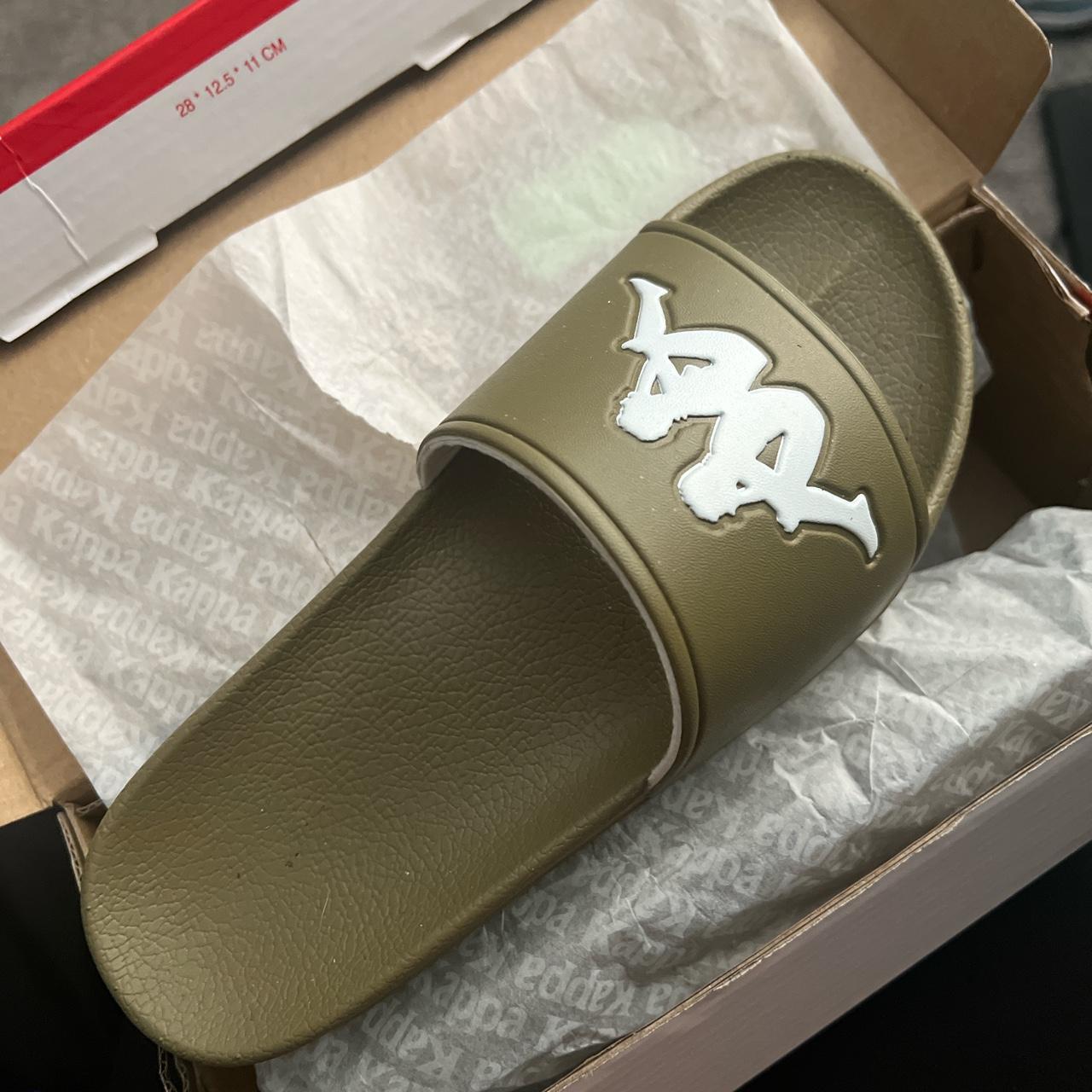 Kappa army green slides size 5 in men! Never worn - Depop