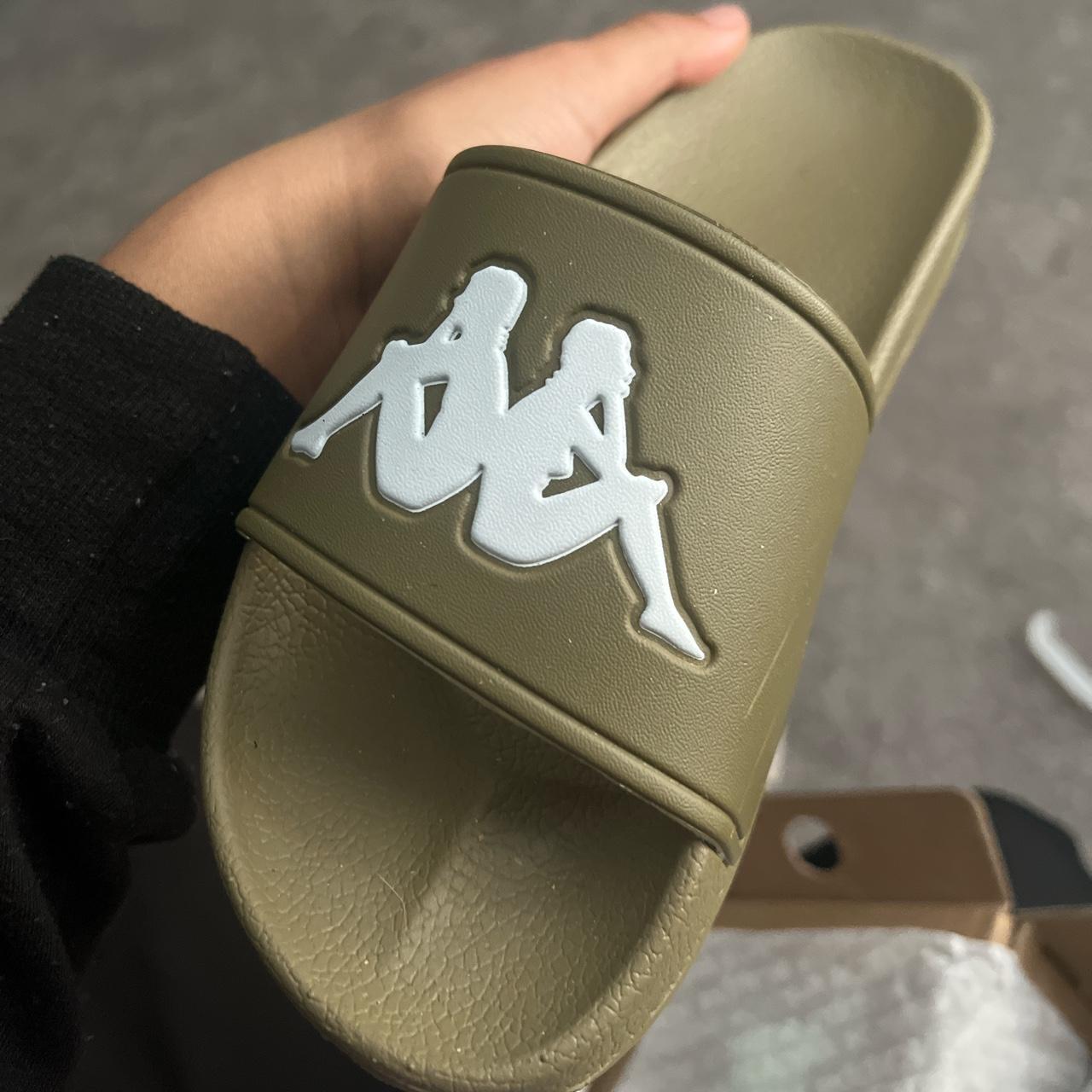 Kappa army green slides size 5 in men! Never worn - Depop