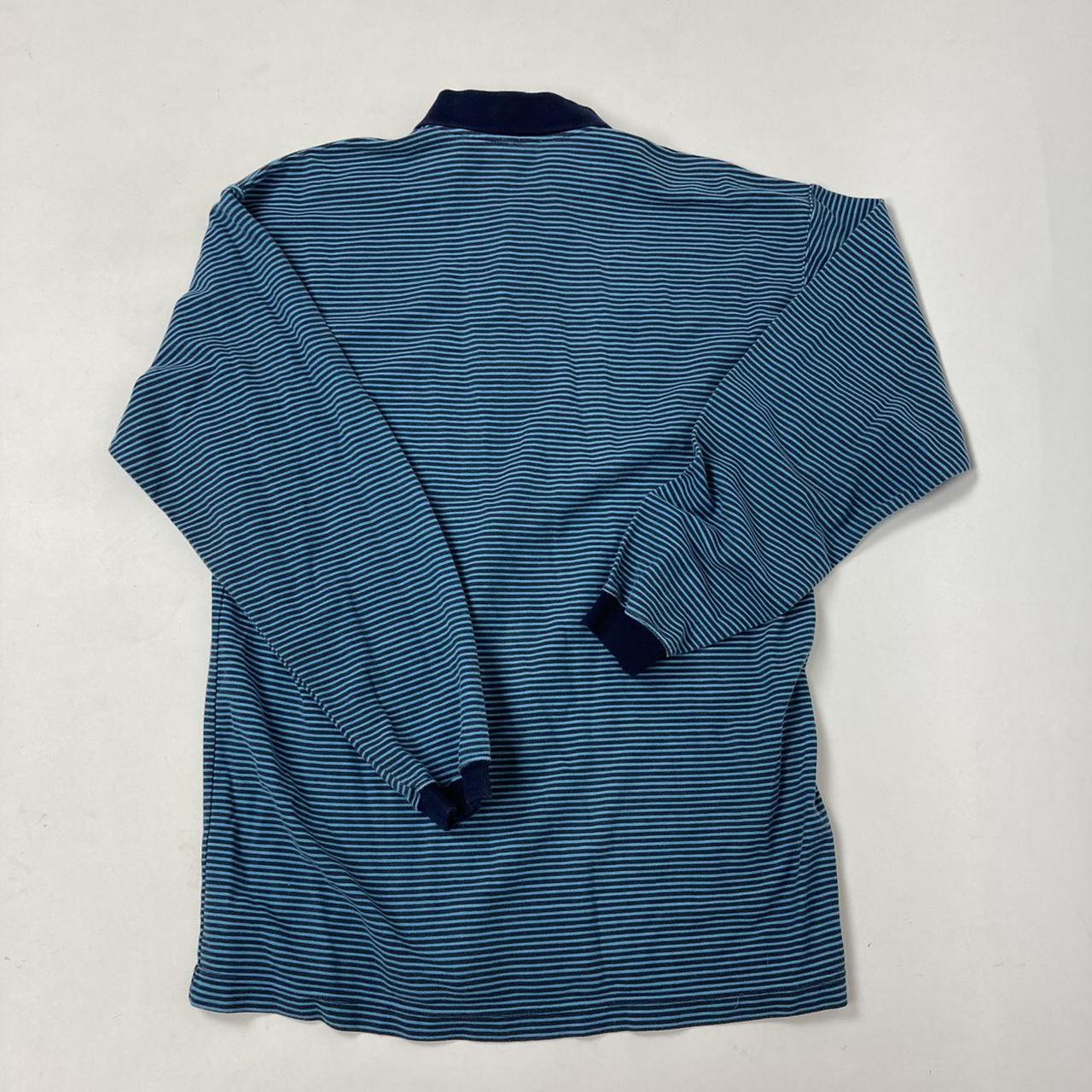 Vtg Bugle Boy long sleeve polo Navy and blue striped... - Depop