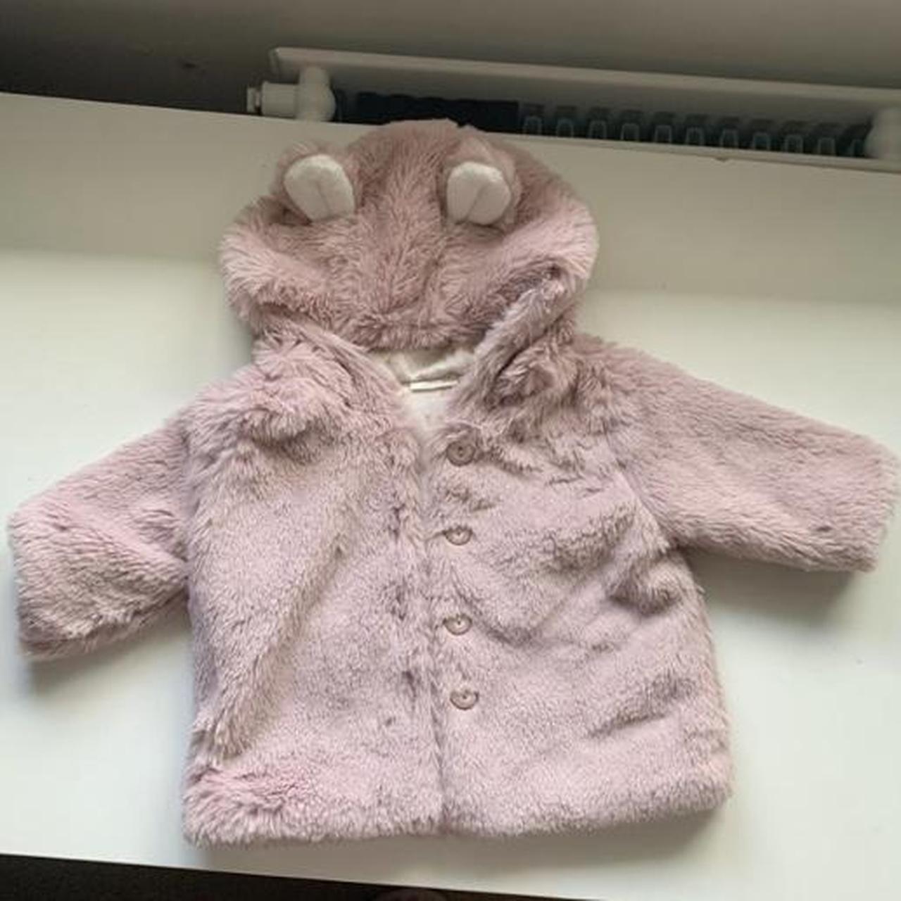 Baby girls pink fluffy coat Age up to 3... - Depop