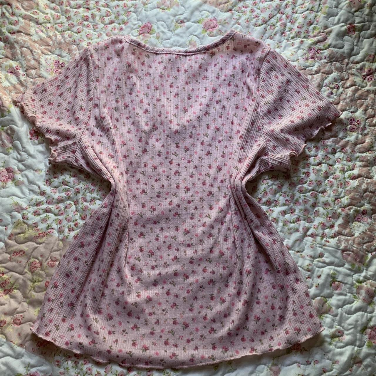 Ditsy floral baby pink fairy cottagecore top •... - Depop