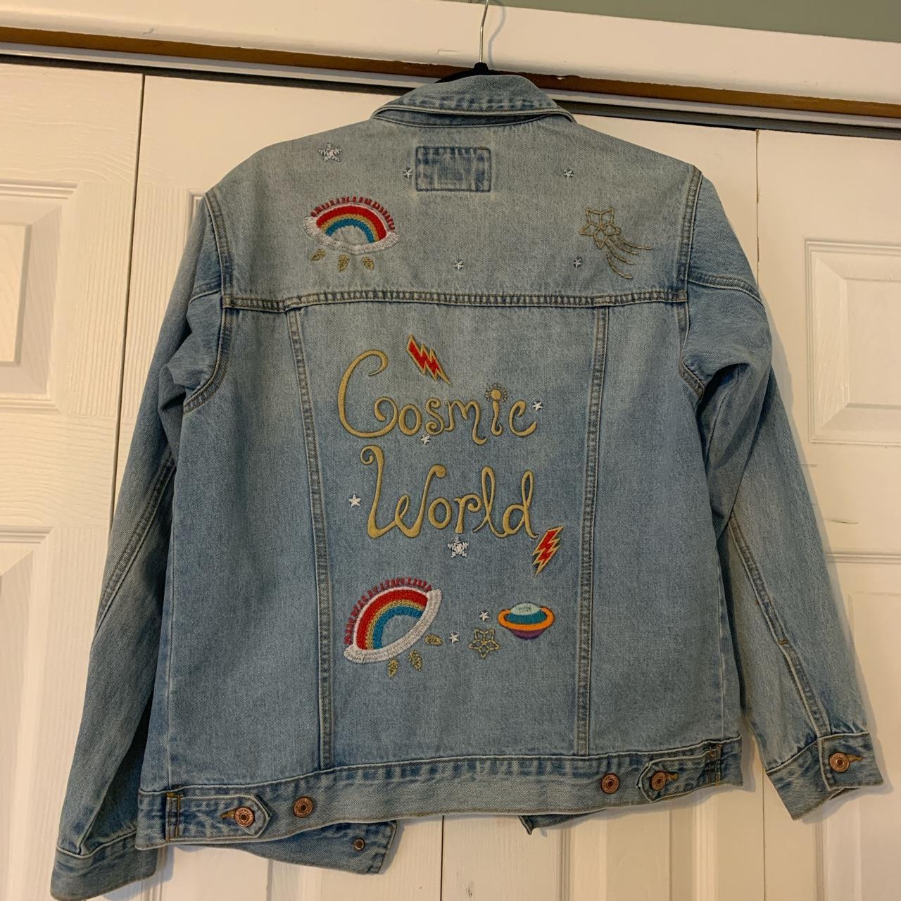 cosmic world space colorful embroidered... - Depop