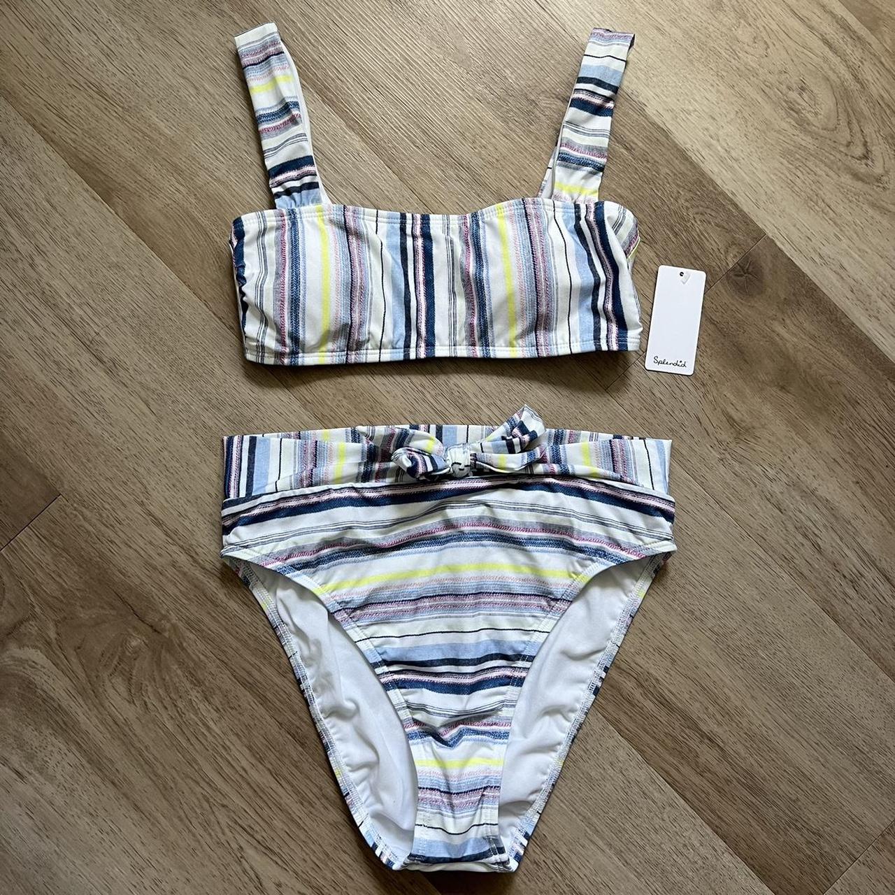 Colorful striped bikini set from Splendid. Pullover... - Depop