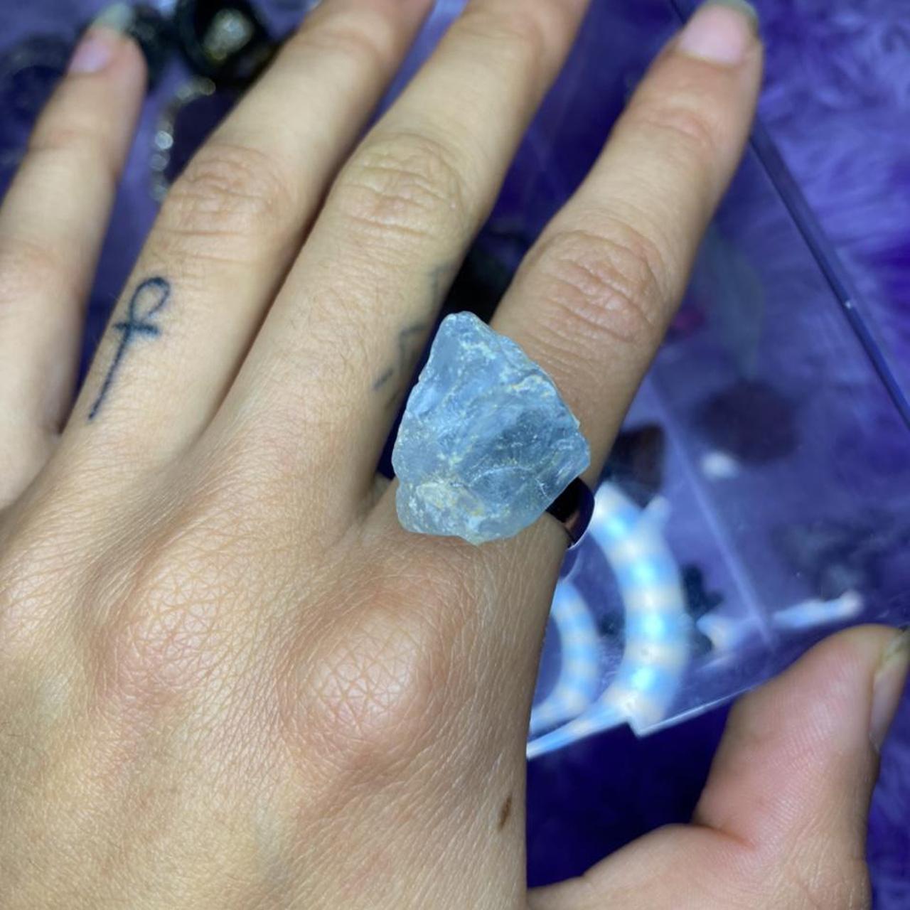 Celestite Crystal Ring 🌫👑 adjustable Spiritual... - Depop