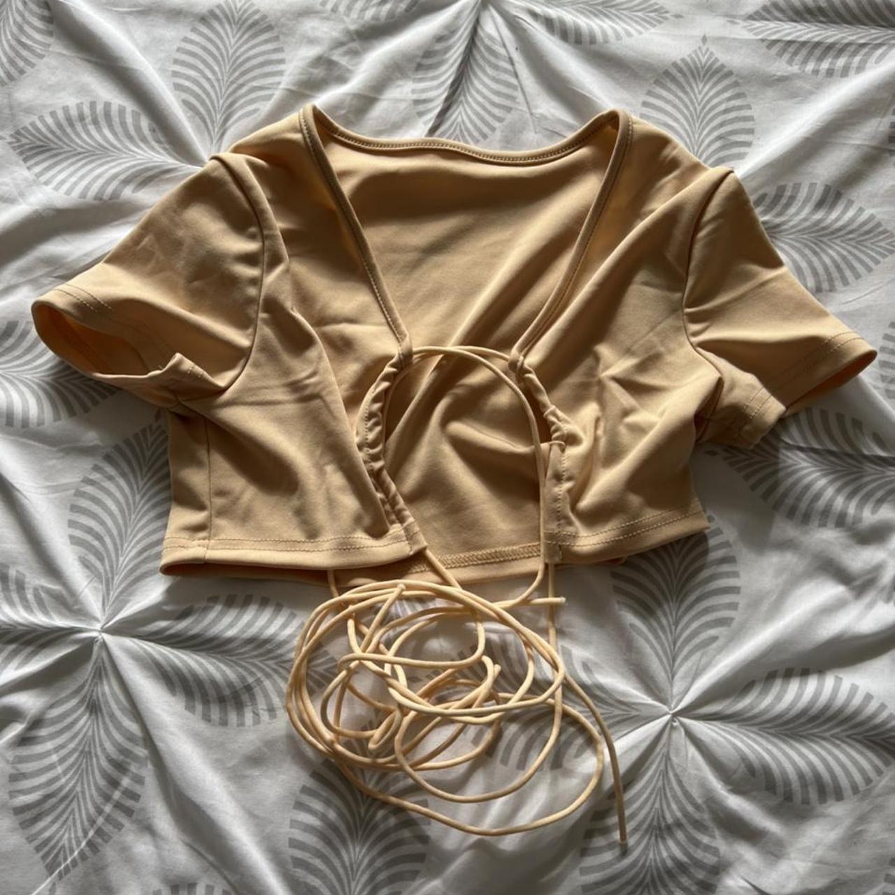SHEIN Women's Tan Crop-top | Depop