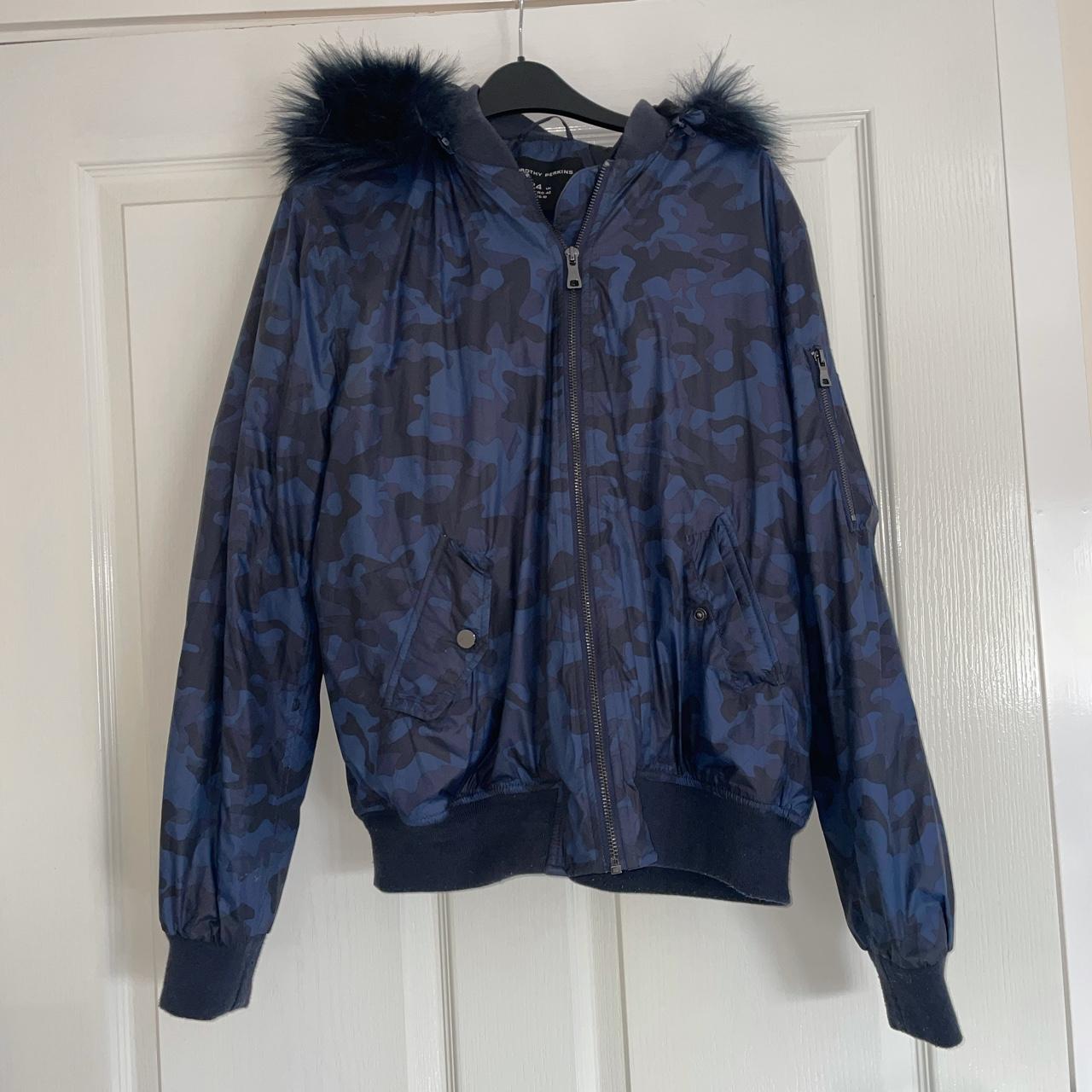 Blue army print Bomber jacket, only worn a couple of... - Depop