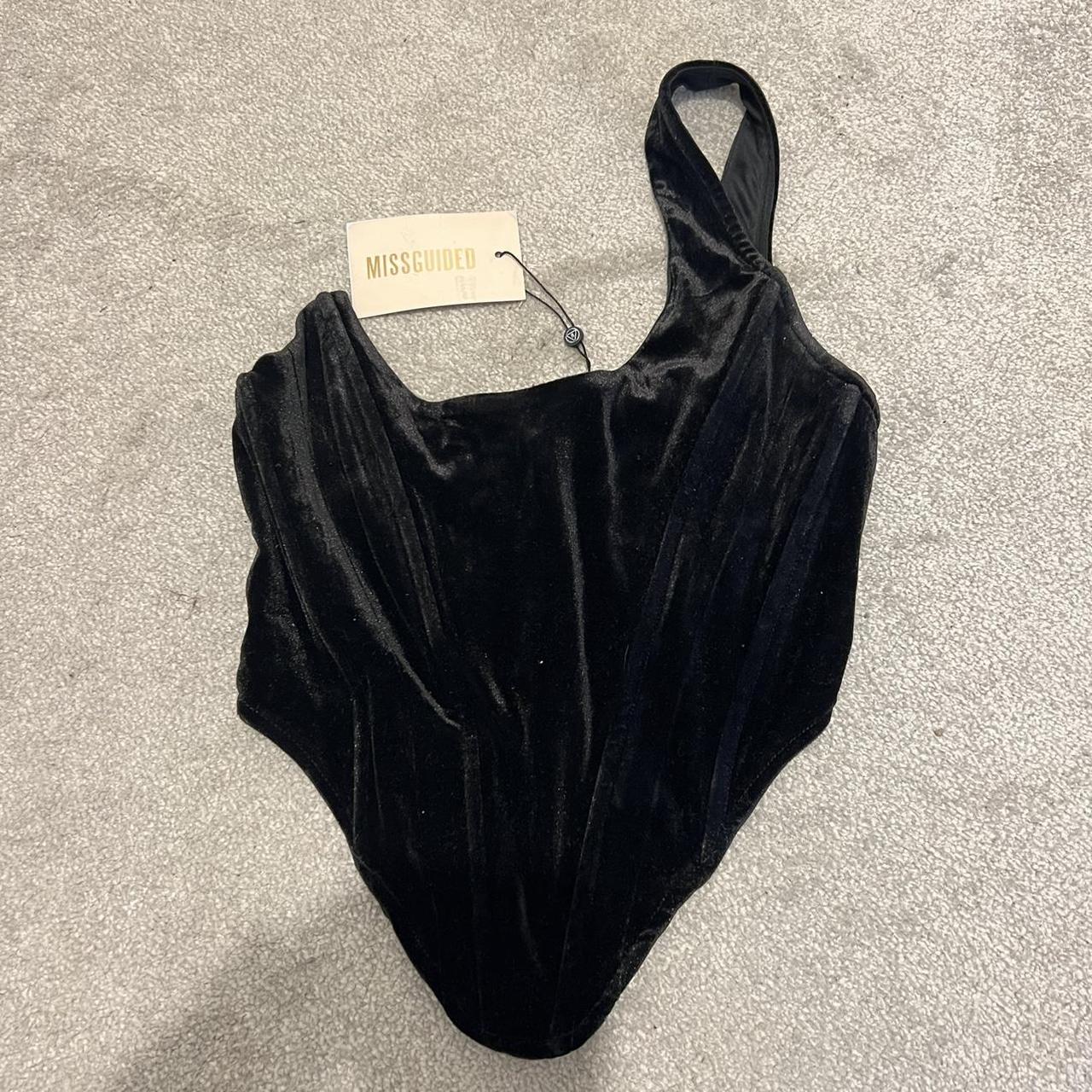 Missguided velvet structured corset top One shoulder... - Depop