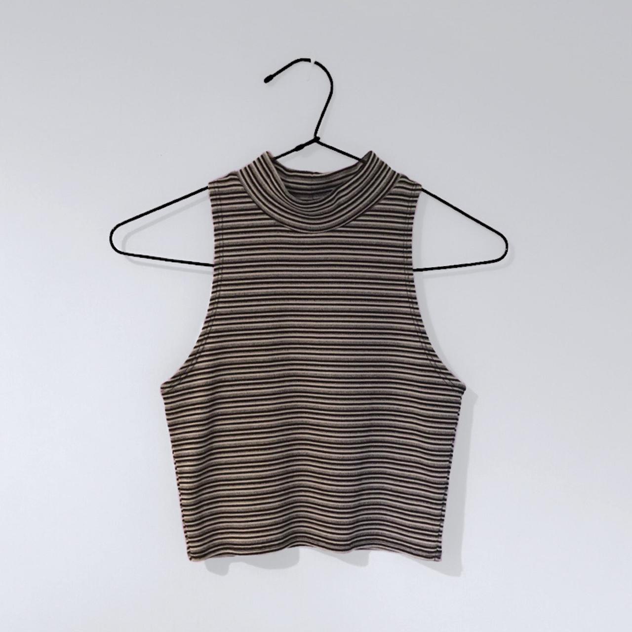 high neck striped cropped tank top missguided,... - Depop