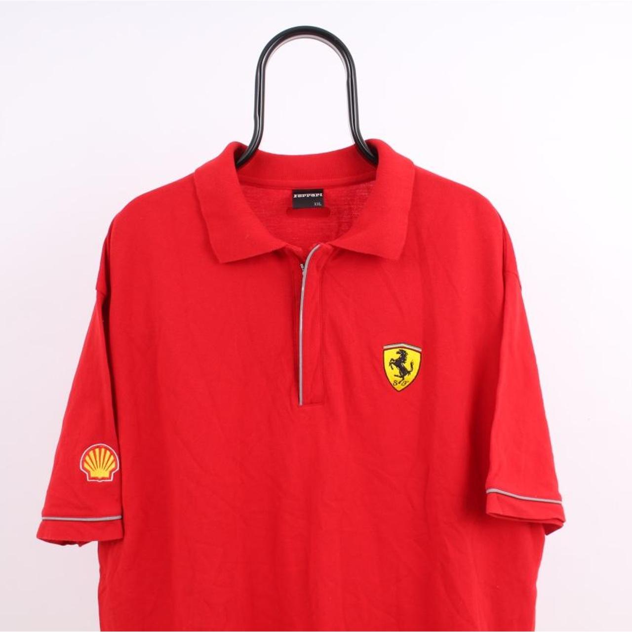 Ferrari embroidered polo shirt Colour: red Size on... - Depop