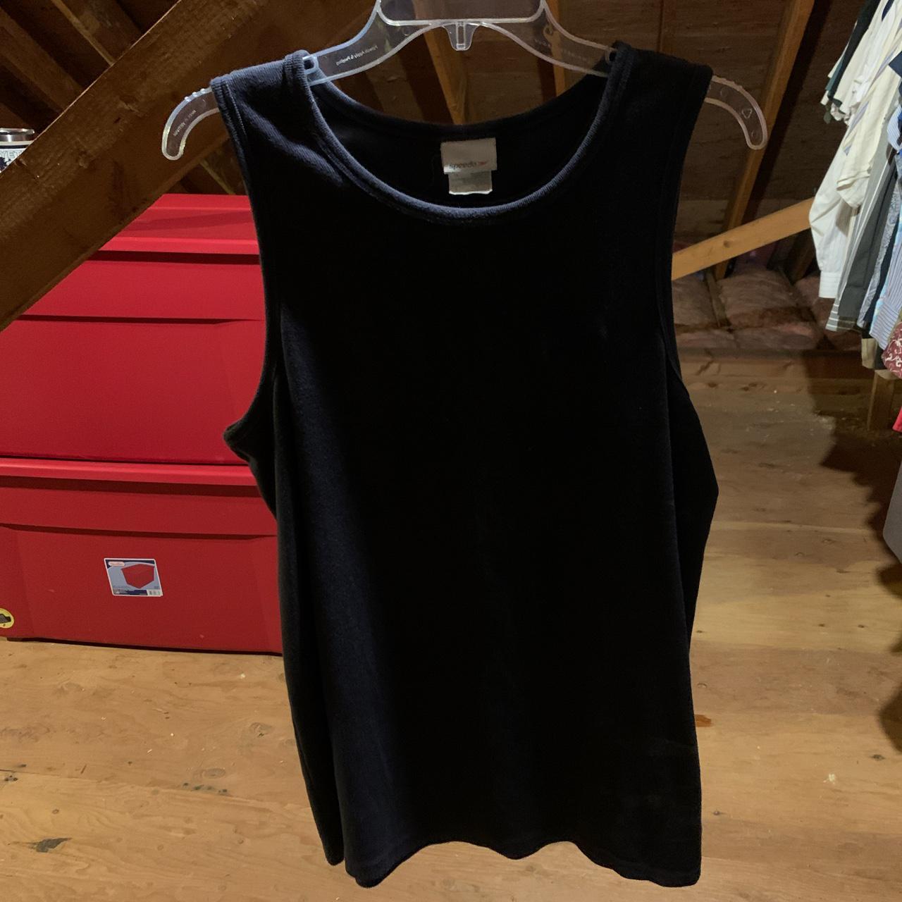 Dark navy blue large speedo tank top 80% cotton 20%... - Depop