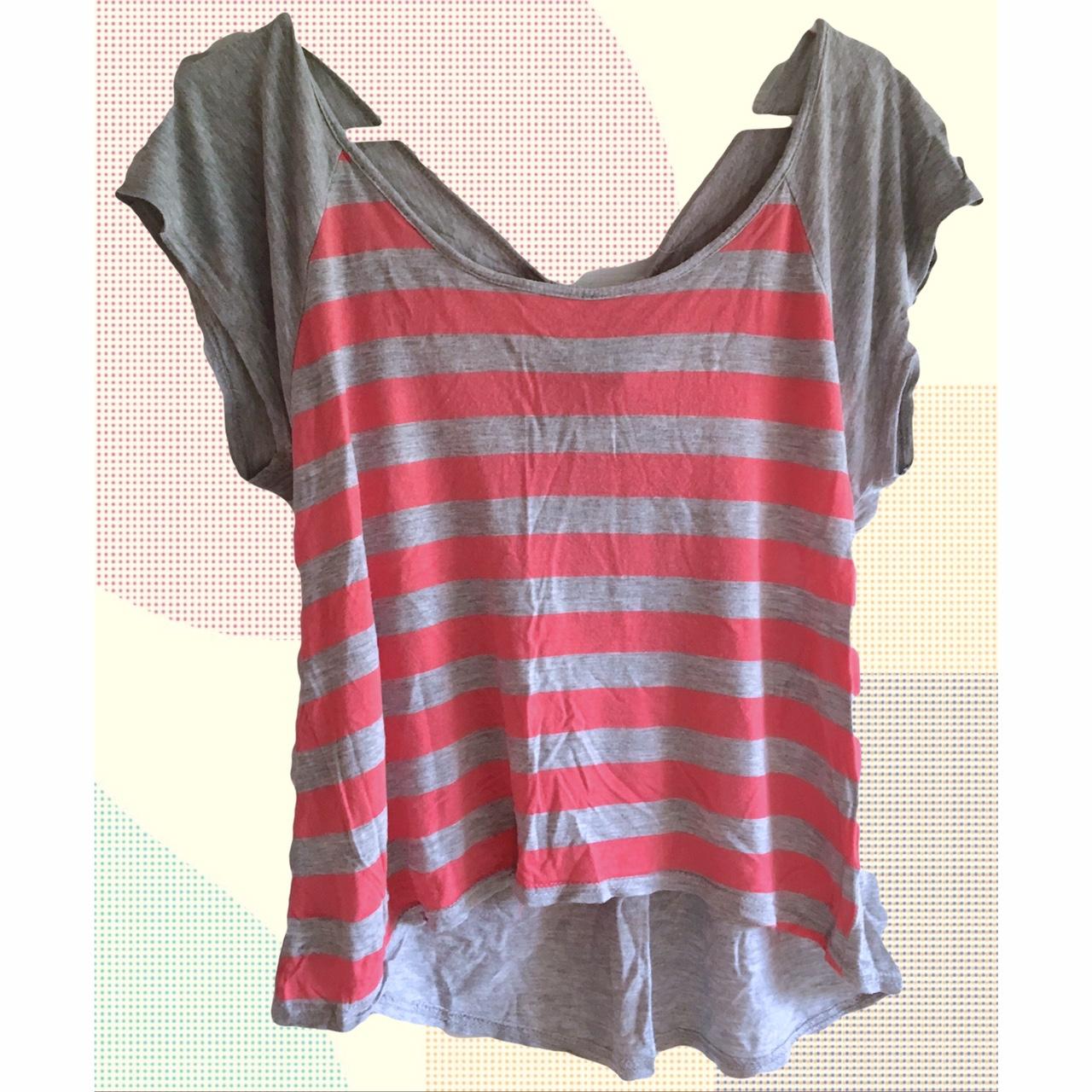 One Step Up Women's Grey and Pink T-shirt | Depop