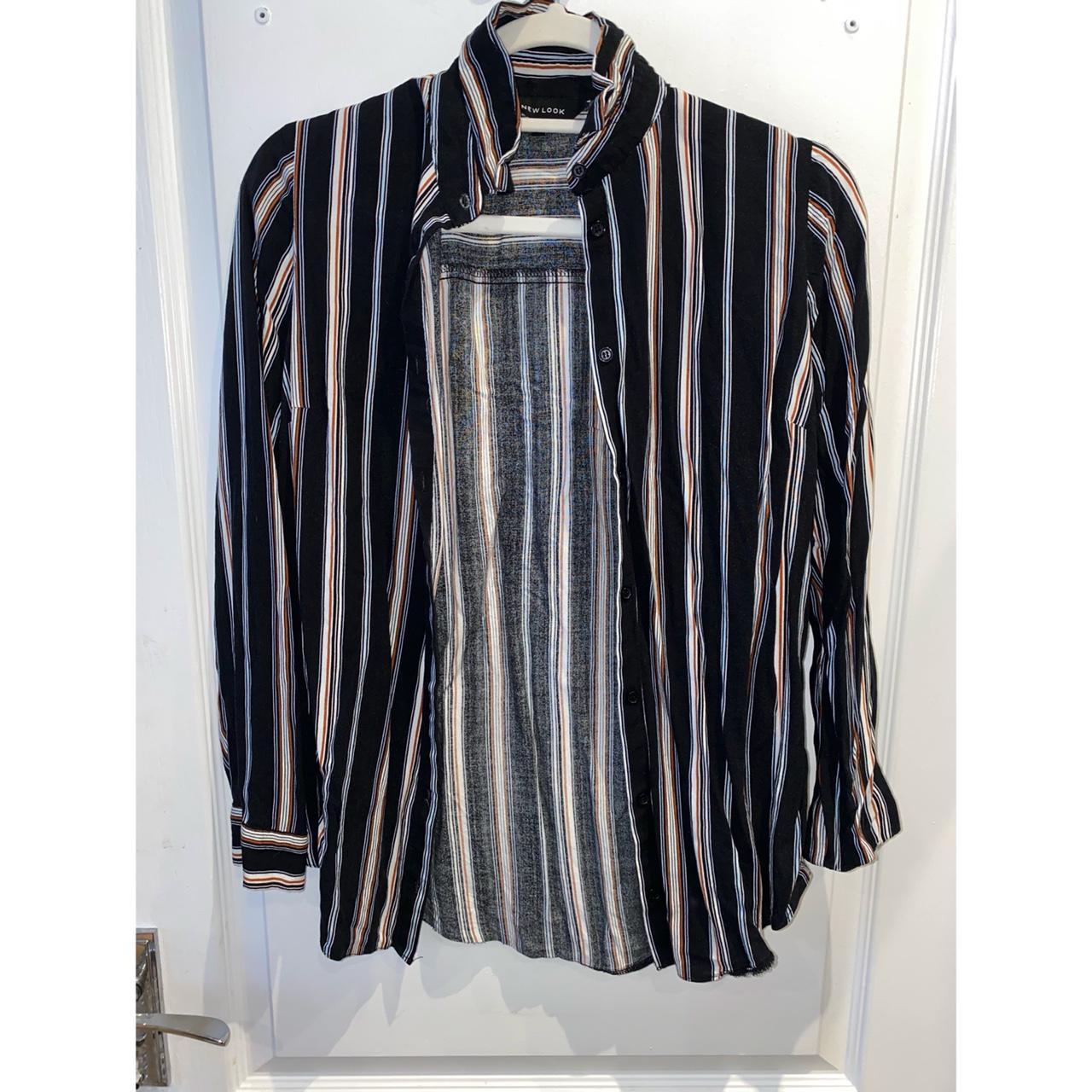 Black striped New Look shirt With white and brown... - Depop