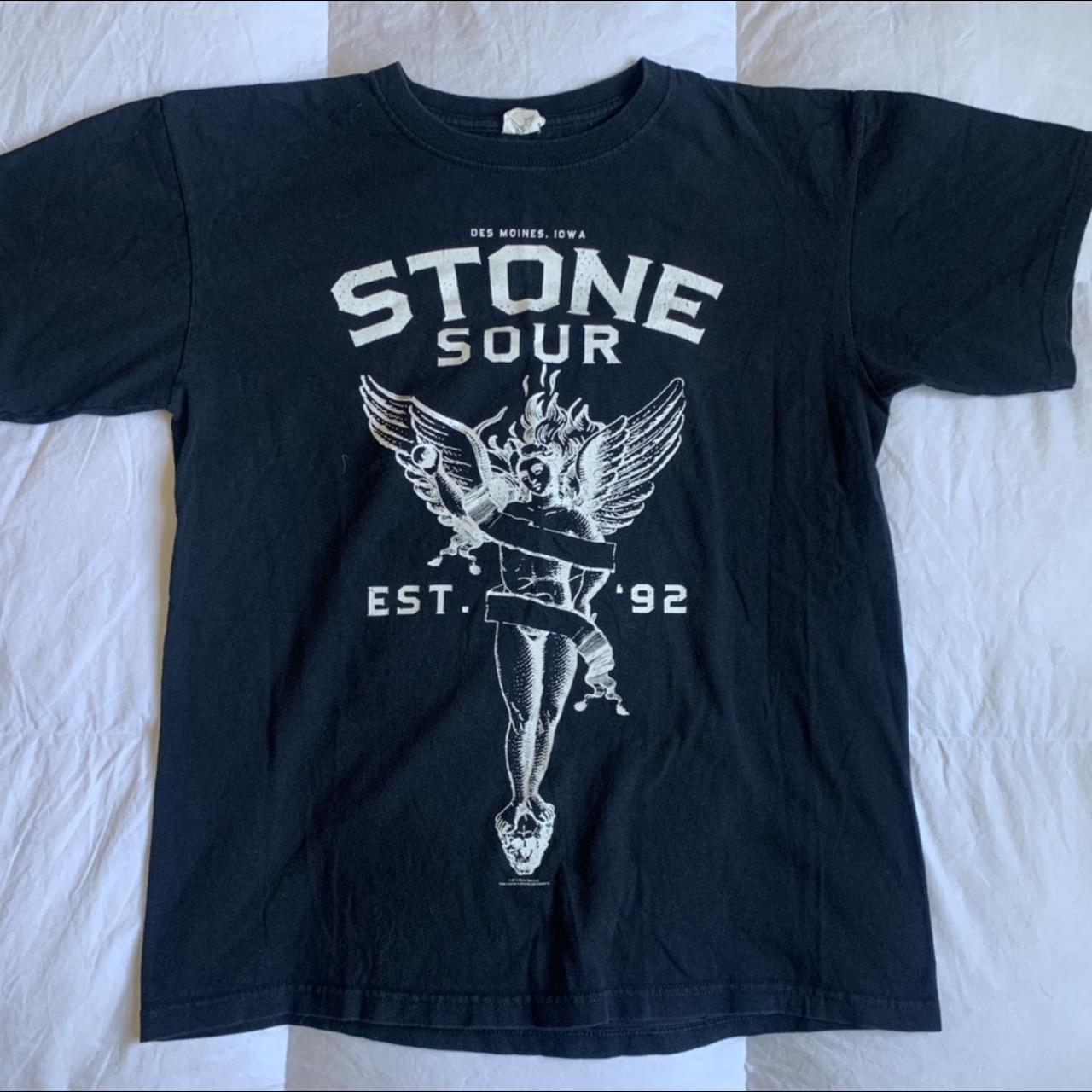 Stone Sour Band tour Black Tee Size medium , true... | Depop