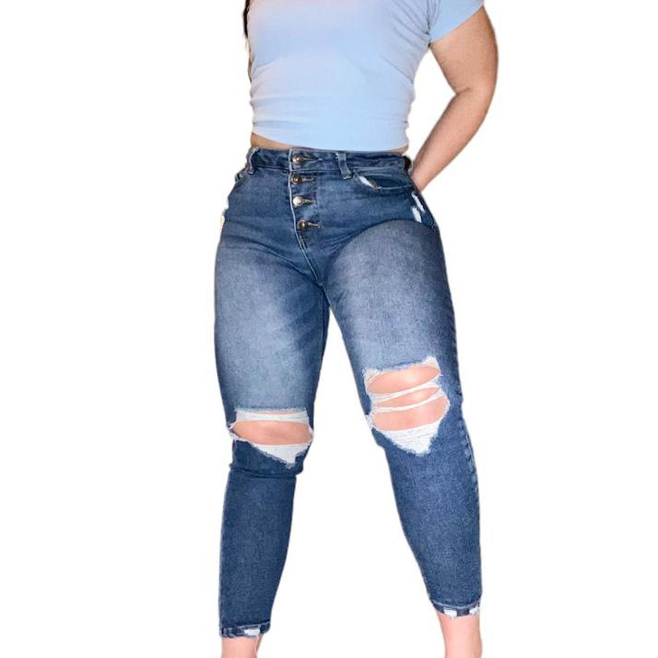 No Boundaries High Rise Button Up Cotton Polyester... - Depop