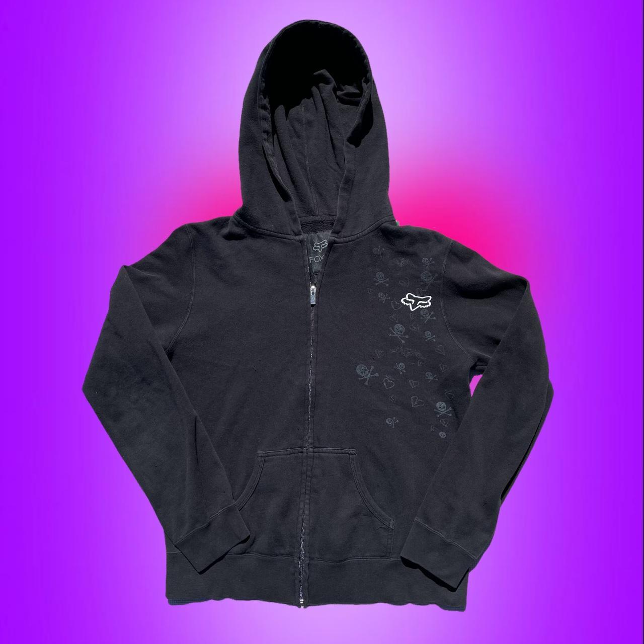 fox girl skull and hearts zip up ☠️💗 worn, graphic... - Depop