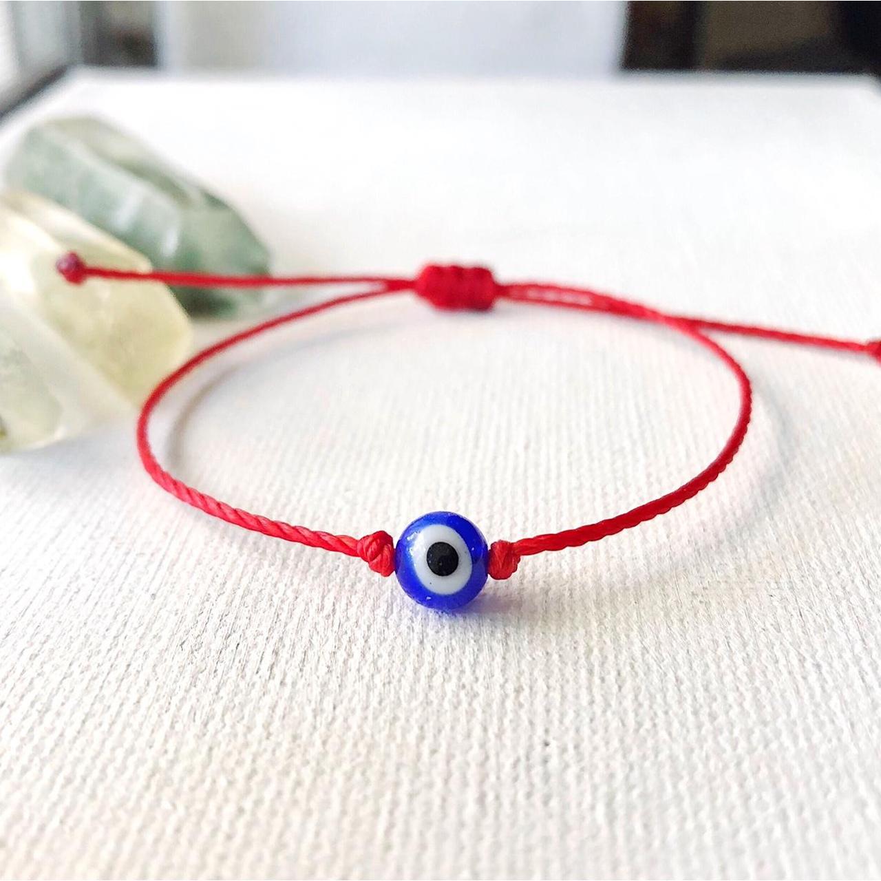 Blue 🧿 Turkish Evil Eye (Red Thread) Minimalist... - Depop
