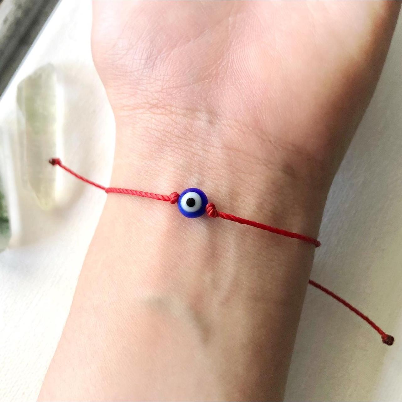 Blue 🧿 Turkish Evil Eye (Red Thread) Minimalist... - Depop