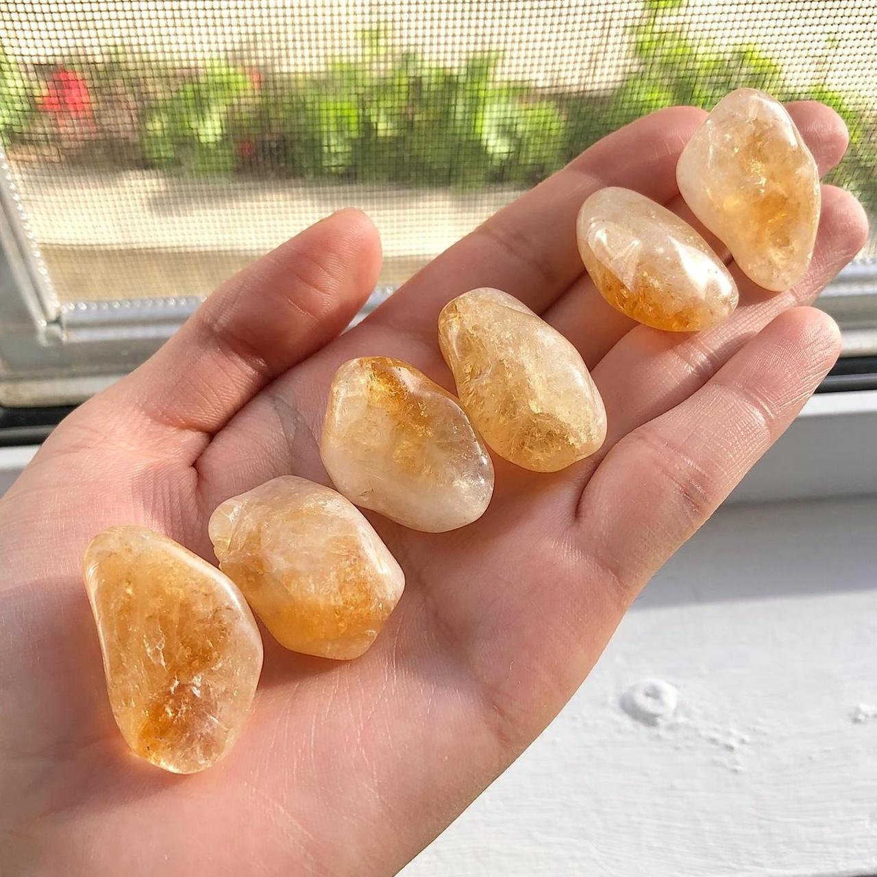 2pcs • Small Citrine Tumbled Stones • Listing is... - Depop