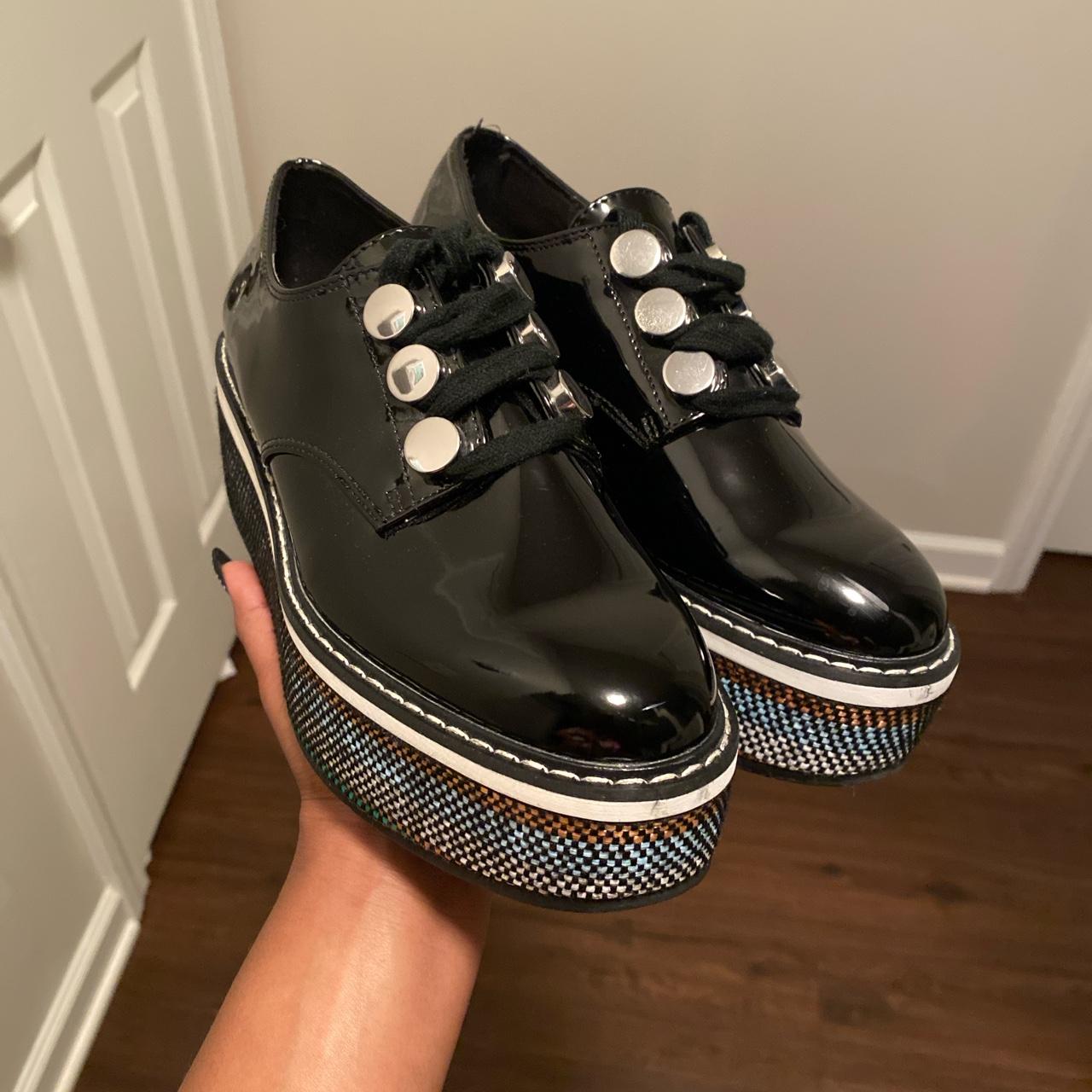 Zara Platform loafers Patent leather (small scuff on... - Depop