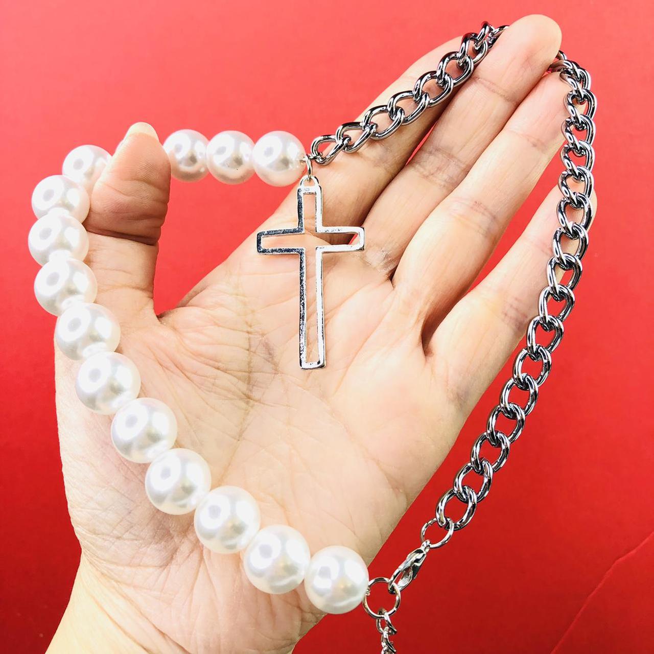 Unisex Y2K Big Extra Large Jesus Cross pendant and... - Depop