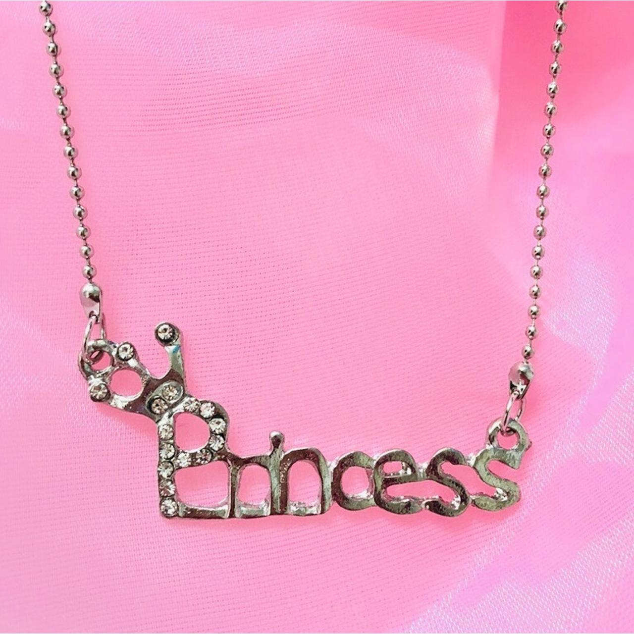 PRINCESS Rhinestone word letter alphabet Necklace... - Depop