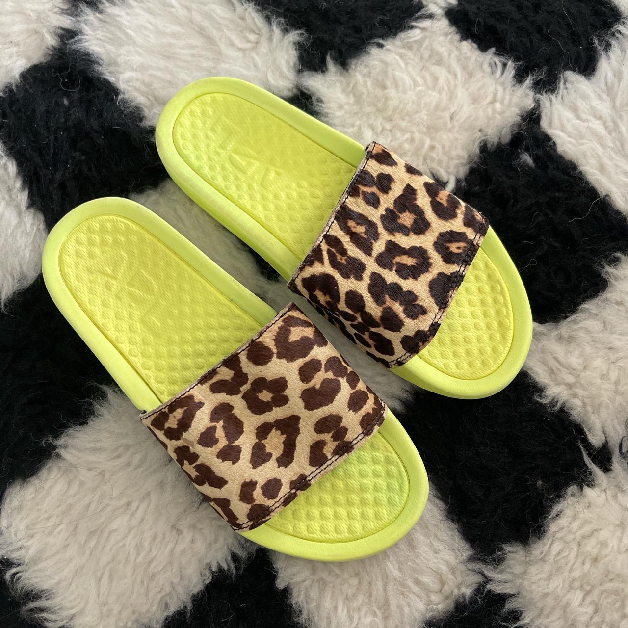 APL Calf Hair Slides, neon yellow and leopard. - Depop