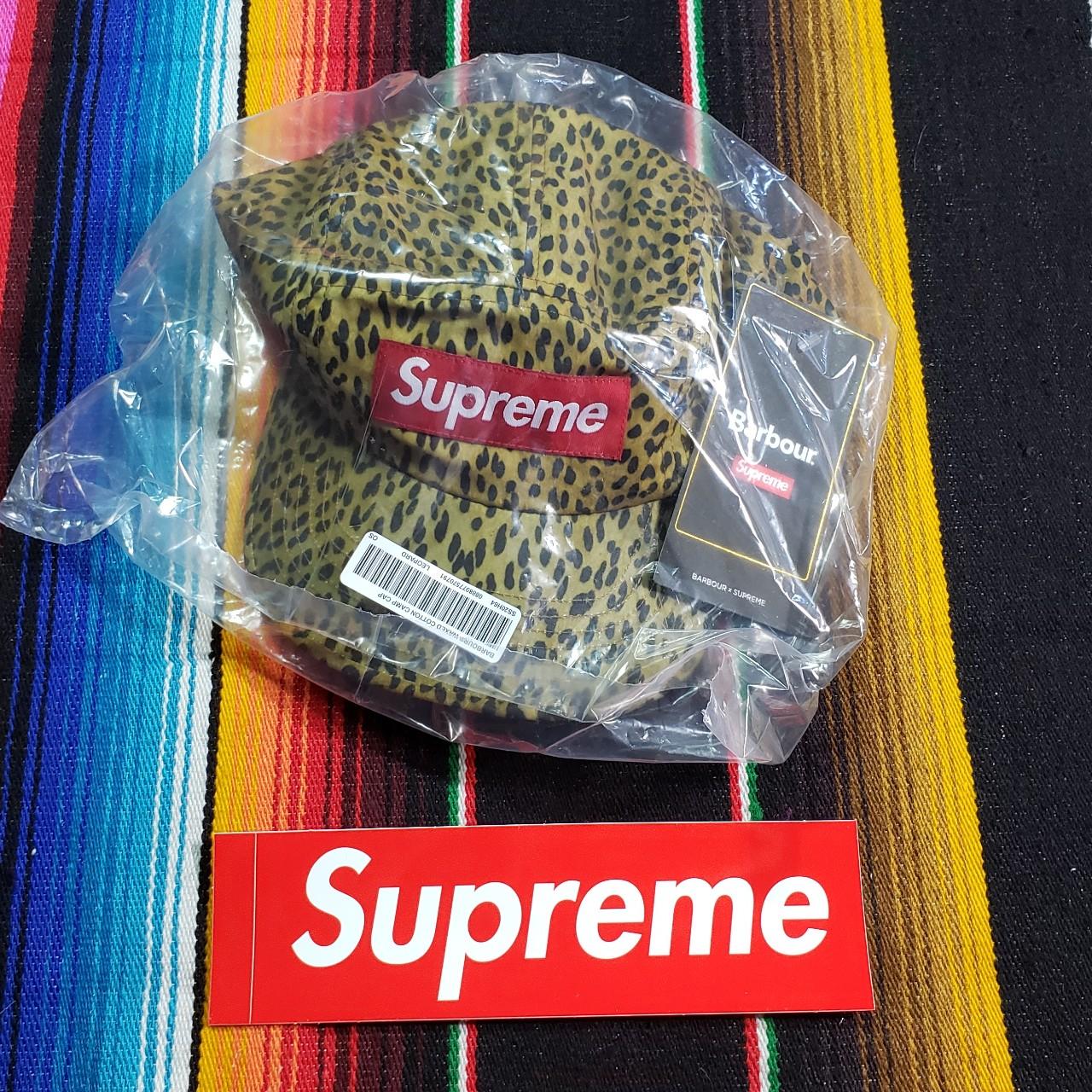 Supreme X Barbour Waxed Camp Hat Cap Cotton Leopard... - Depop