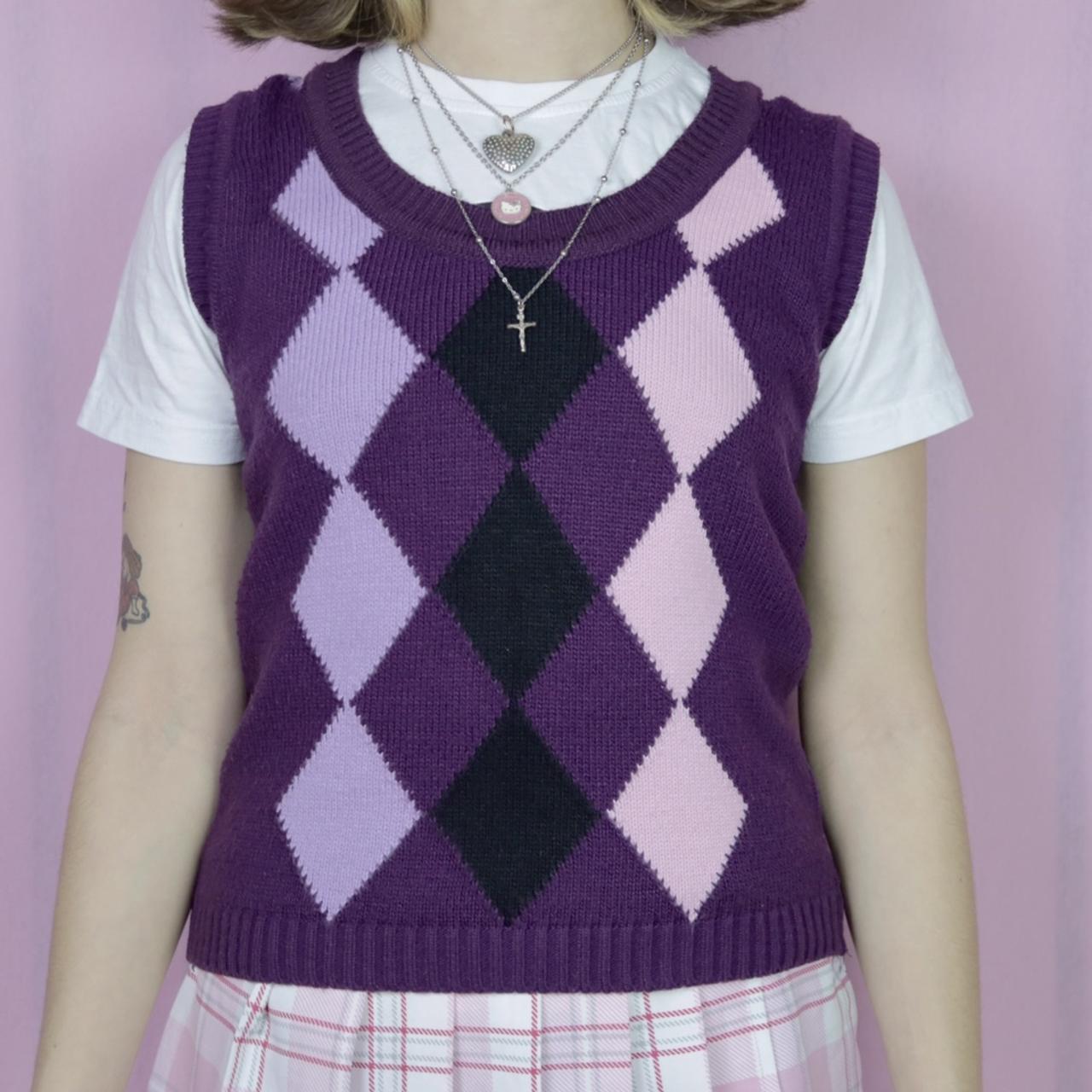 purple pink argyle sweater vest!! these are a must... - Depop