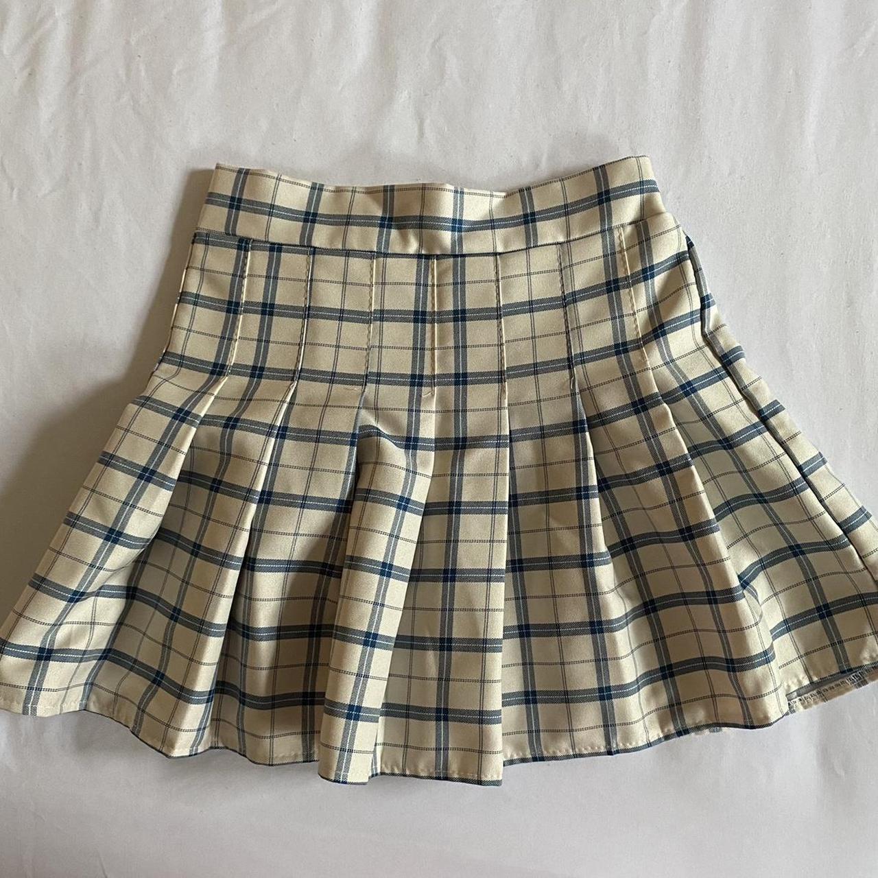 Princess Polly - Lona Mini Skirt Blue/Cream Plaid... - Depop