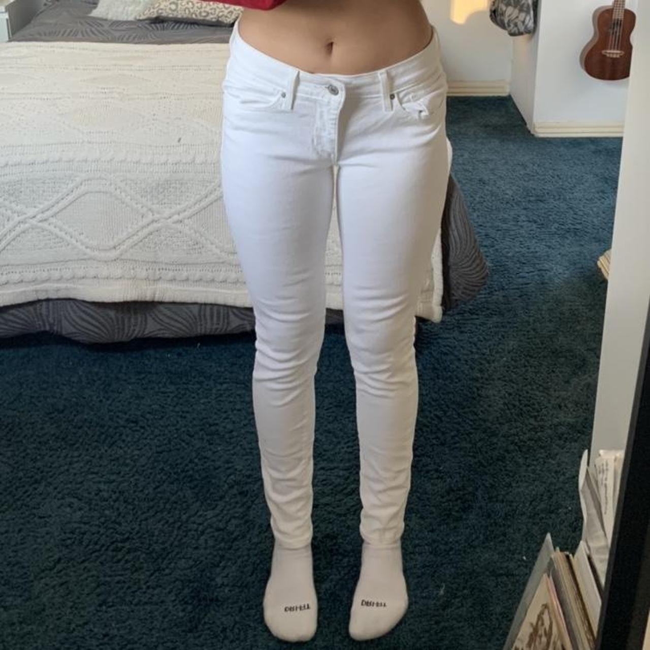 white low rise levi’s size 27 white skinny jeans... - Depop