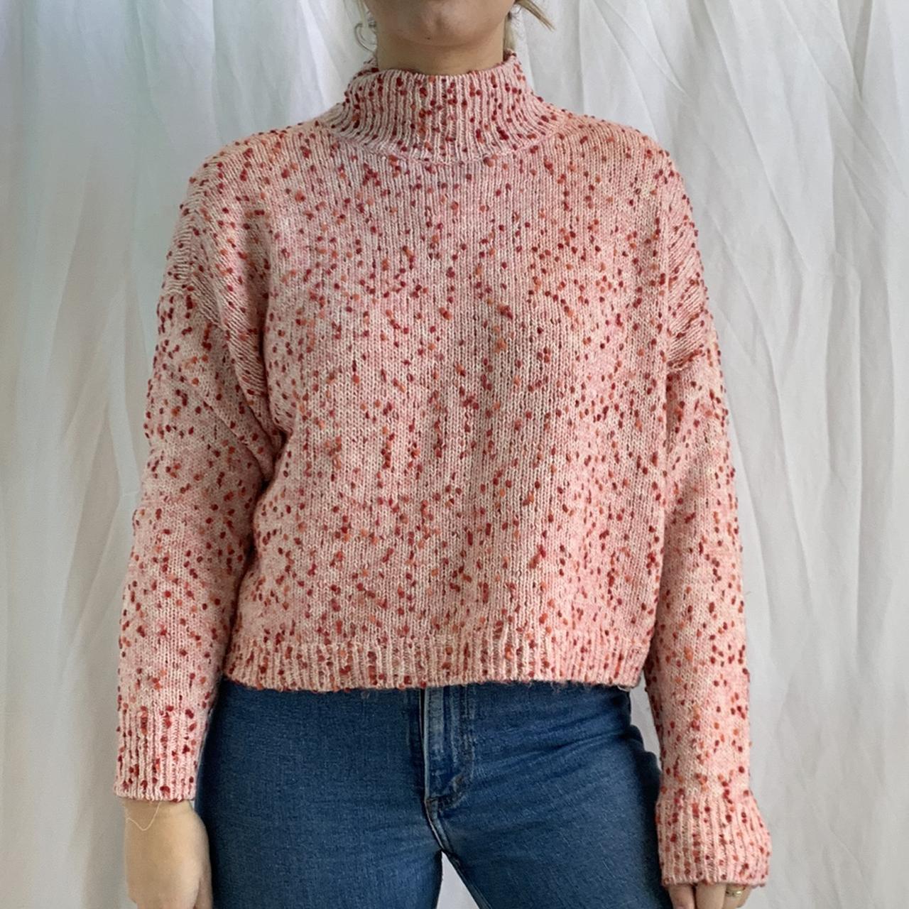 Lauren Conrad Pink & Red Spotted Sweater Size... - Depop